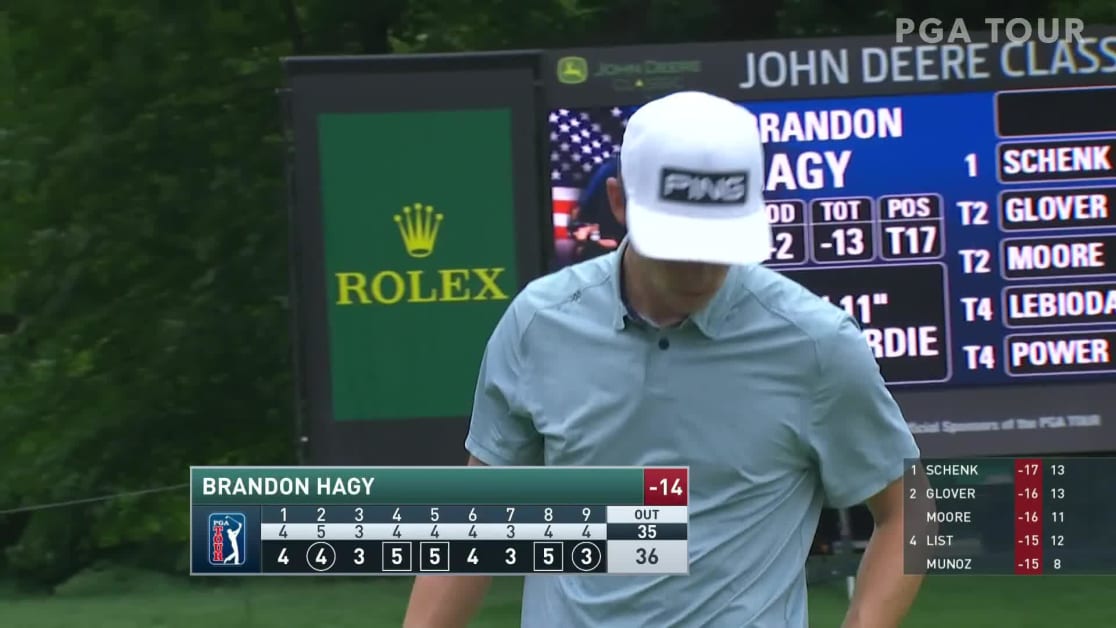 Brandon Hagy throws a dart to set up birdie at John Deere