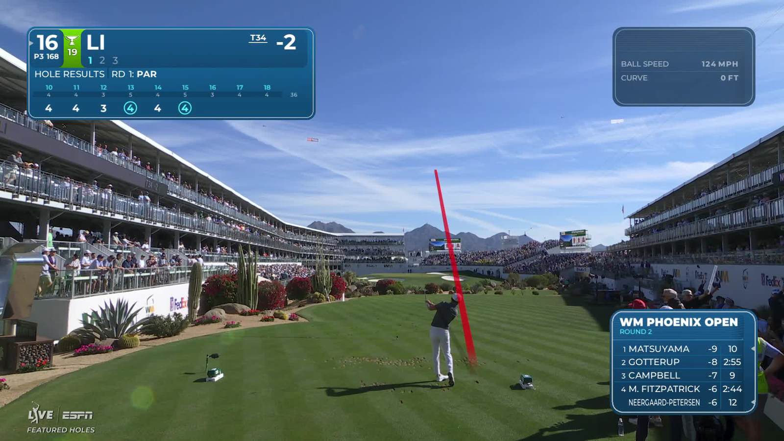 Haotong Li | Round 2 | 16th hole | Shot 1 | 2026 WM Phoenix Open