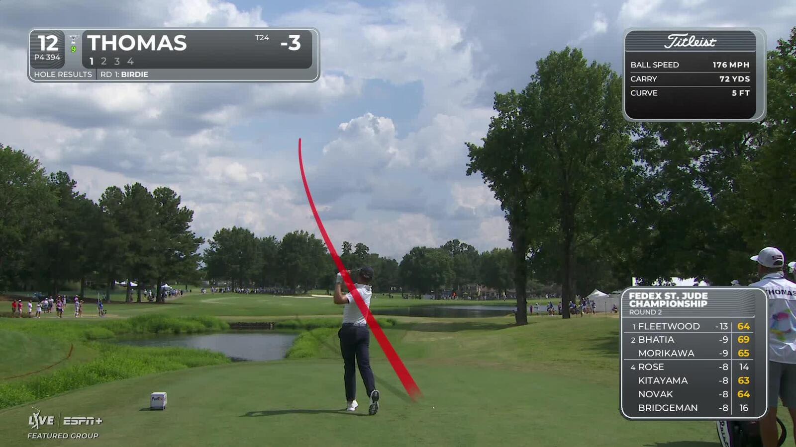 Justin Thomas | Round 2 | 12th hole | Shot 1 | 2025 FedEx St. Jude