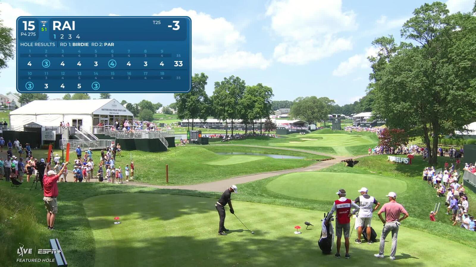 Aaron Rai | Round 3 | 15th hole | Shot 1 | 2025 Travelers