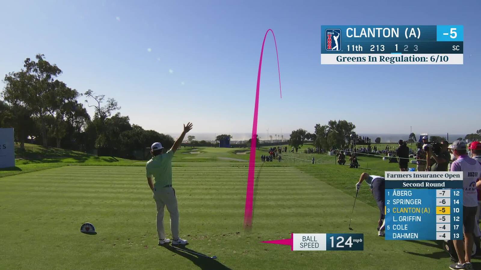 Luke Clanton | Round 2 | 11th hole | Shot 1 | 2025 Farmers