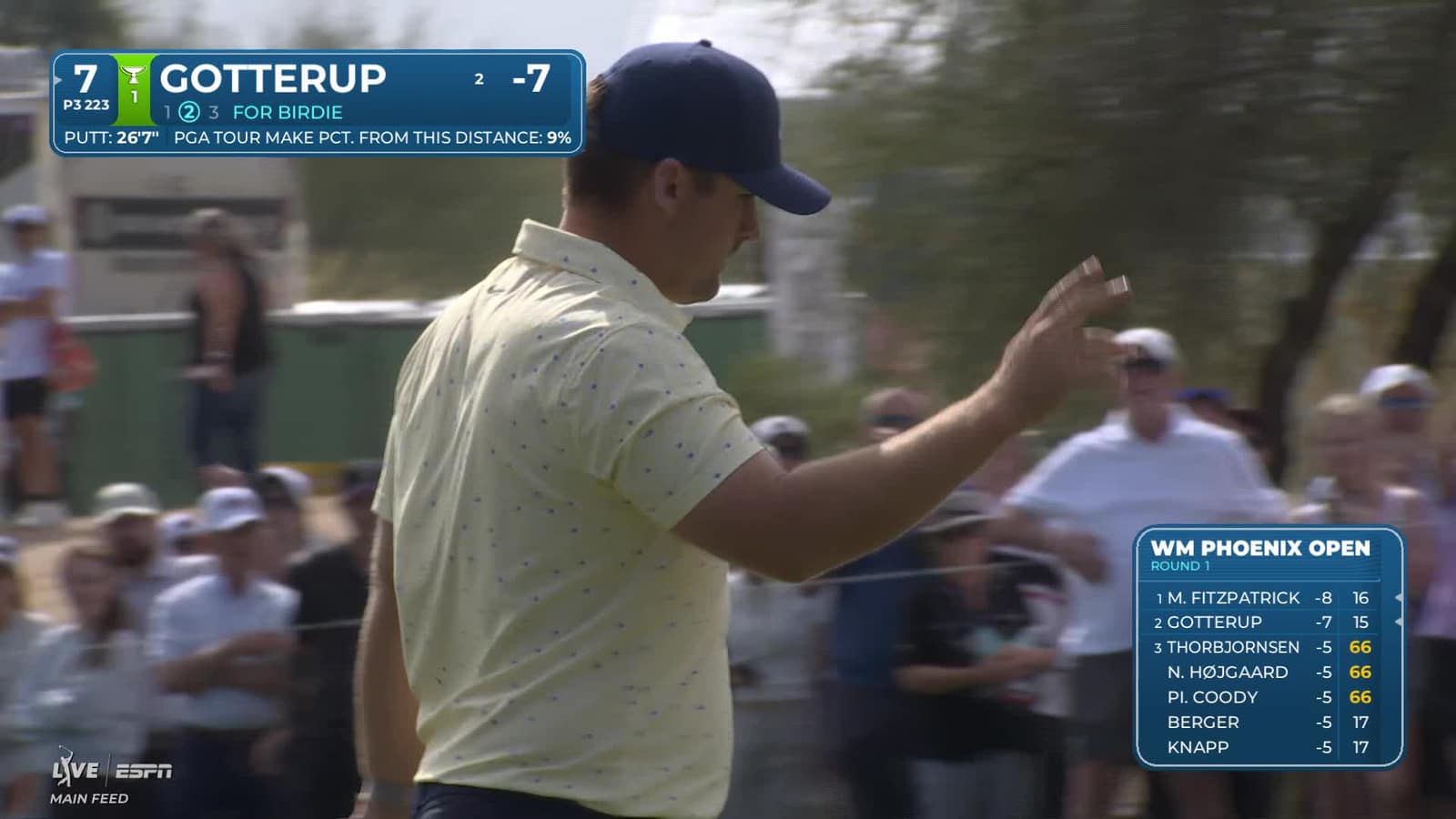 Chris Gotterup | Round 1 | 7th hole | Shot 2 | 2026 WM Phoenix Open