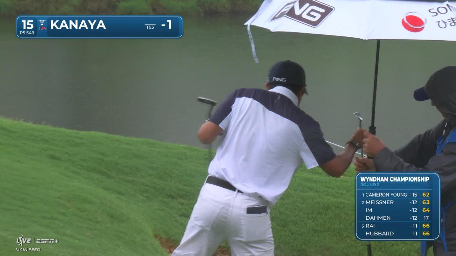 Takumi Kanaya | Round 2 | 15th hole | Shot 3 | 2025 Wyndham