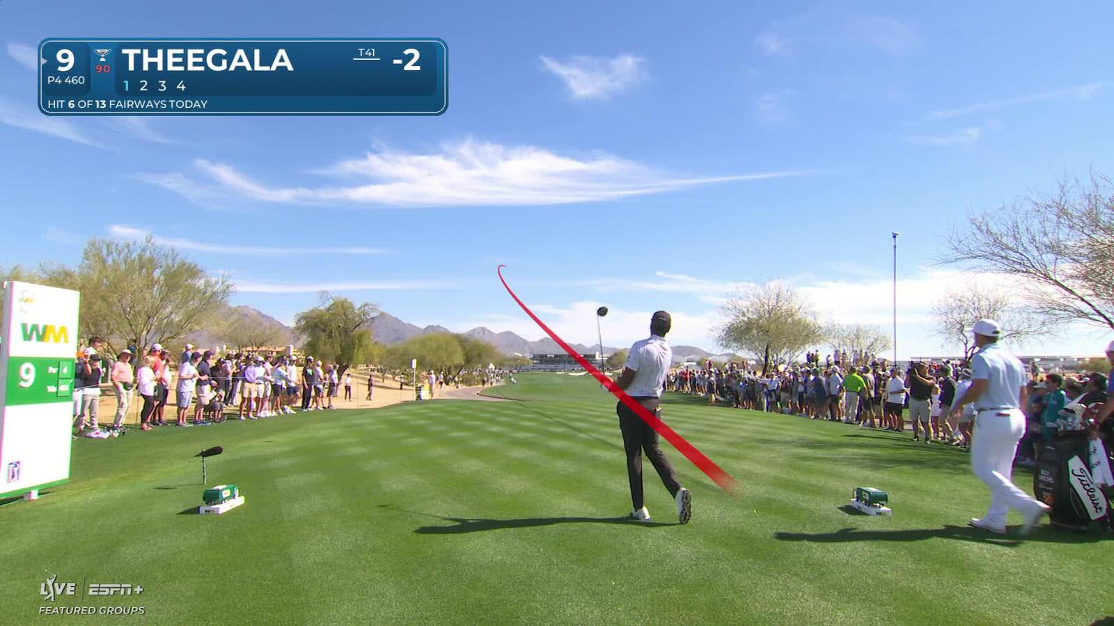 Sahith Theegala | Round 2 | 9th hole | Shot 1 | 2025 WM Phoenix Open
