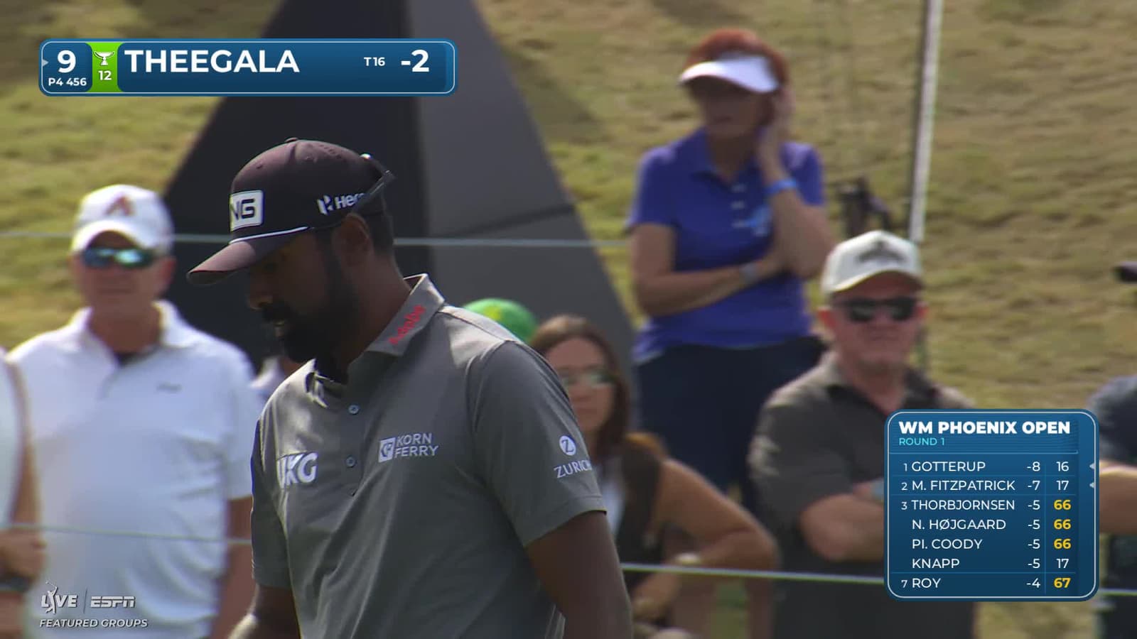 Sahith Theegala | Round 1 | 9th hole | Shot 5 | 2026 WM Phoenix Open