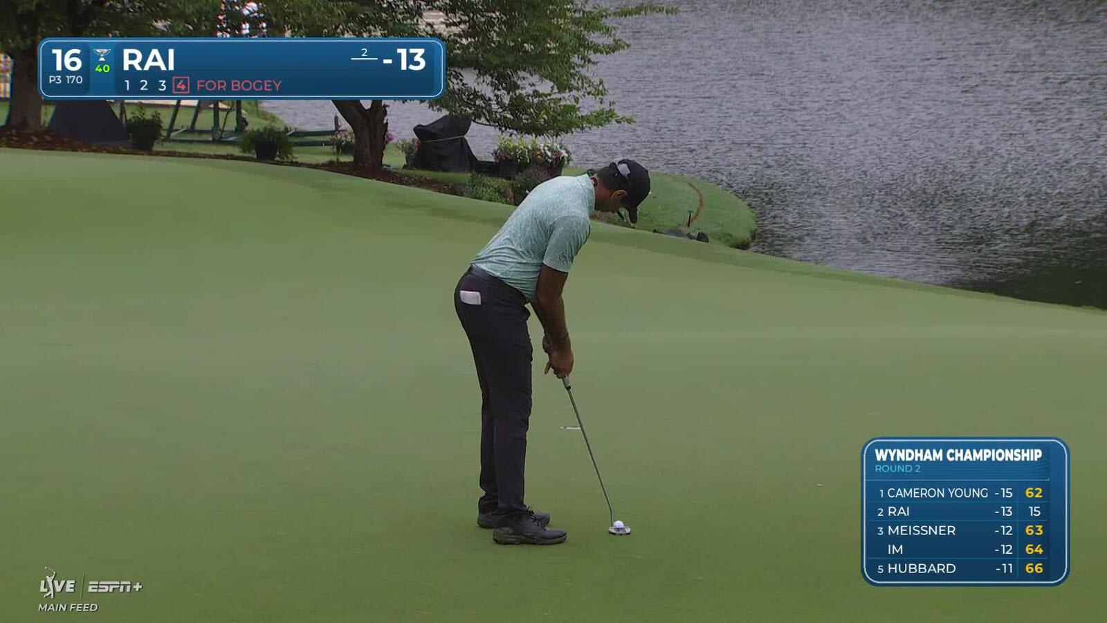 Aaron Rai | Round 2 | 16th hole | Shot 5 | 2025 Wyndham