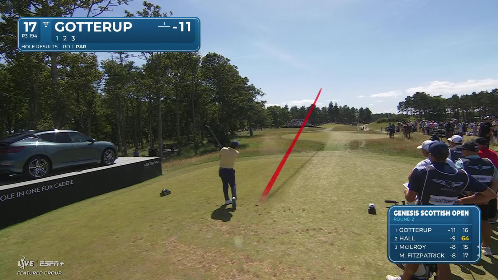 Chris Gotterup | Round 2 | 17th hole | Shot 1 | 2025 Genesis Scottish Open