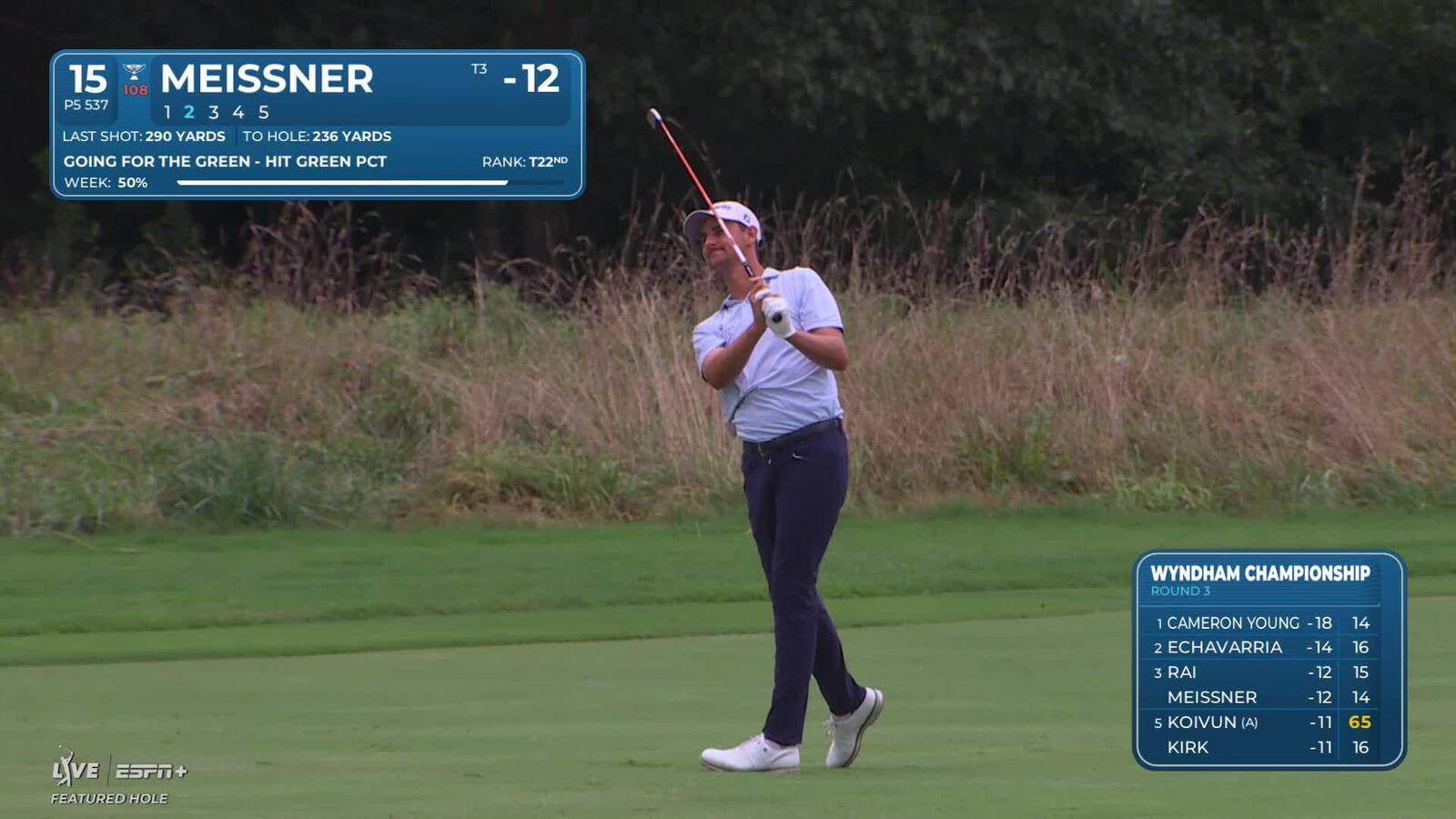 Mac Meissner | Round 3 | 15th hole | Shot 2 | 2025 Wyndham