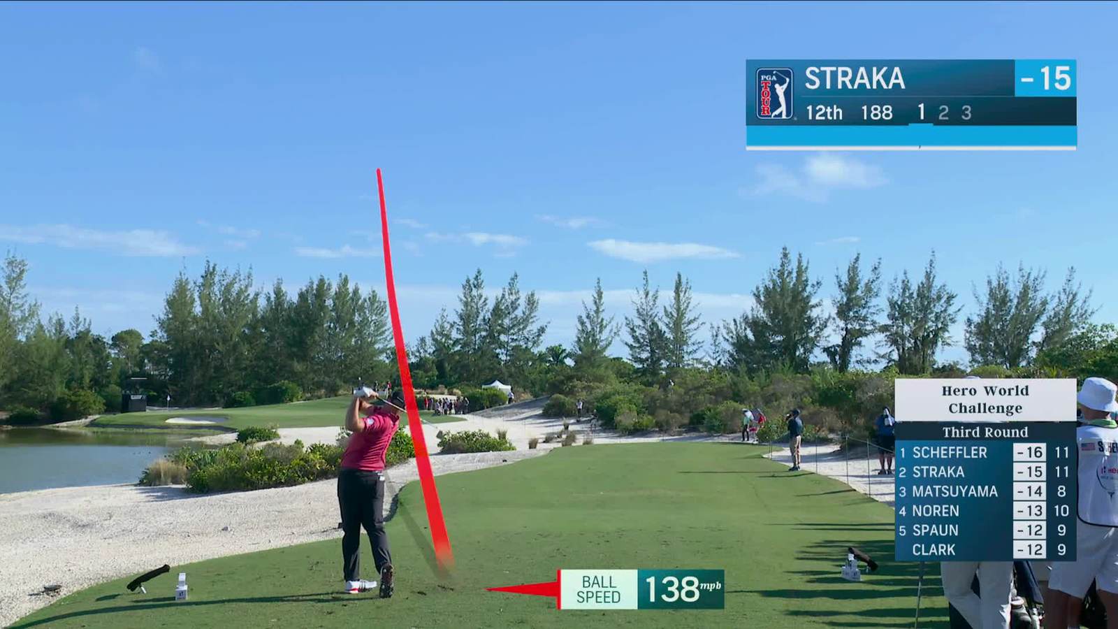 Sepp Straka | Round 3 | 12th hole | Shot 1 | 2025 Hero World Challenge