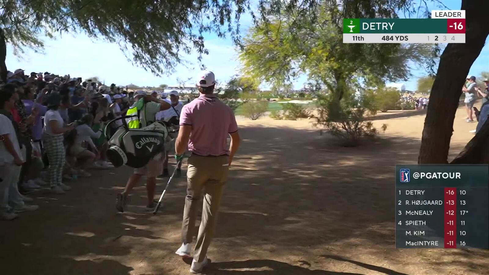 Thomas Detry | Round 3 | 11th hole | Shot 2 | 2025 WM Phoenix Open