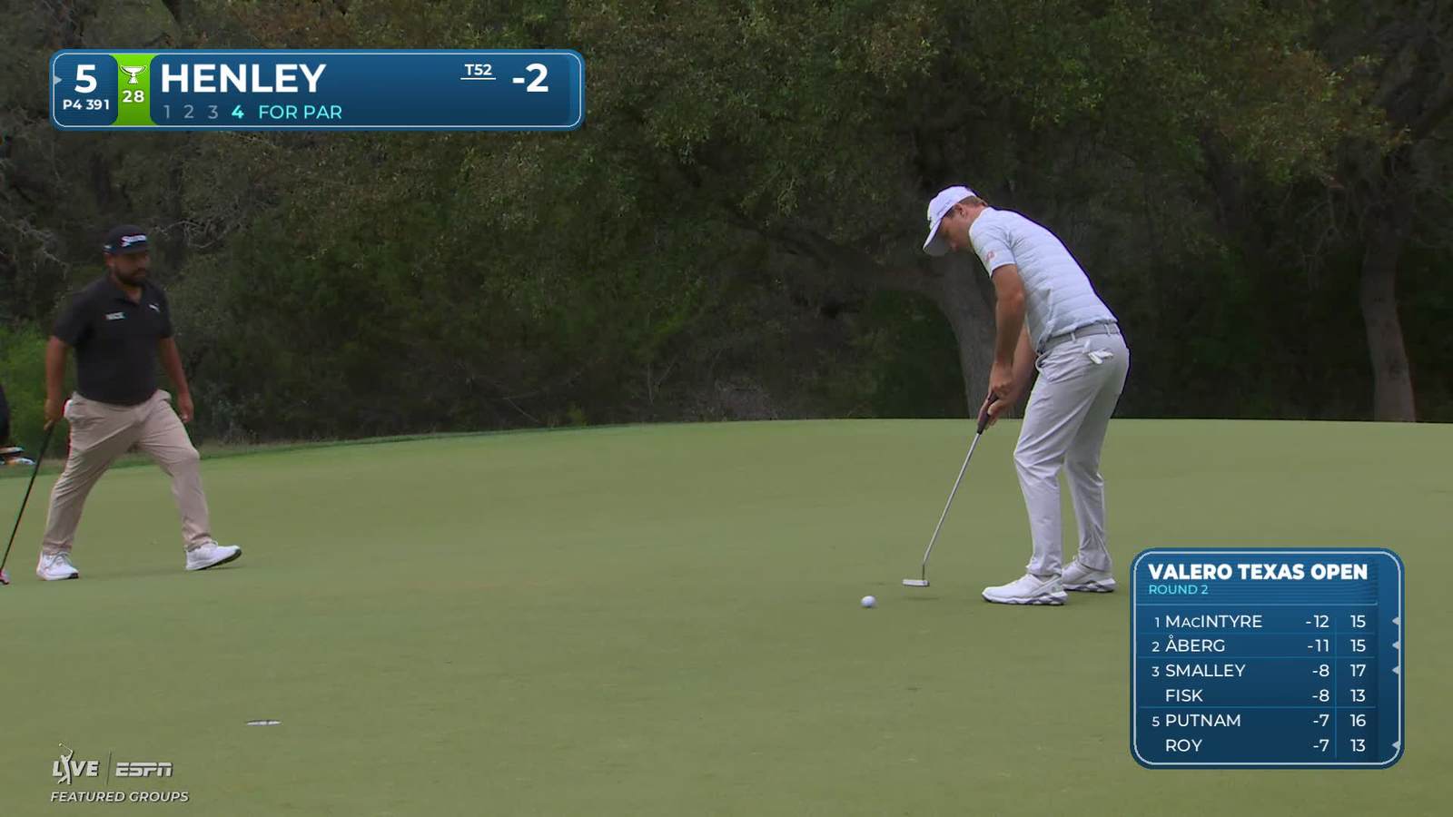 Russell Henley | Round 2 | 5th hole | Shot 4 | 2026 Valero