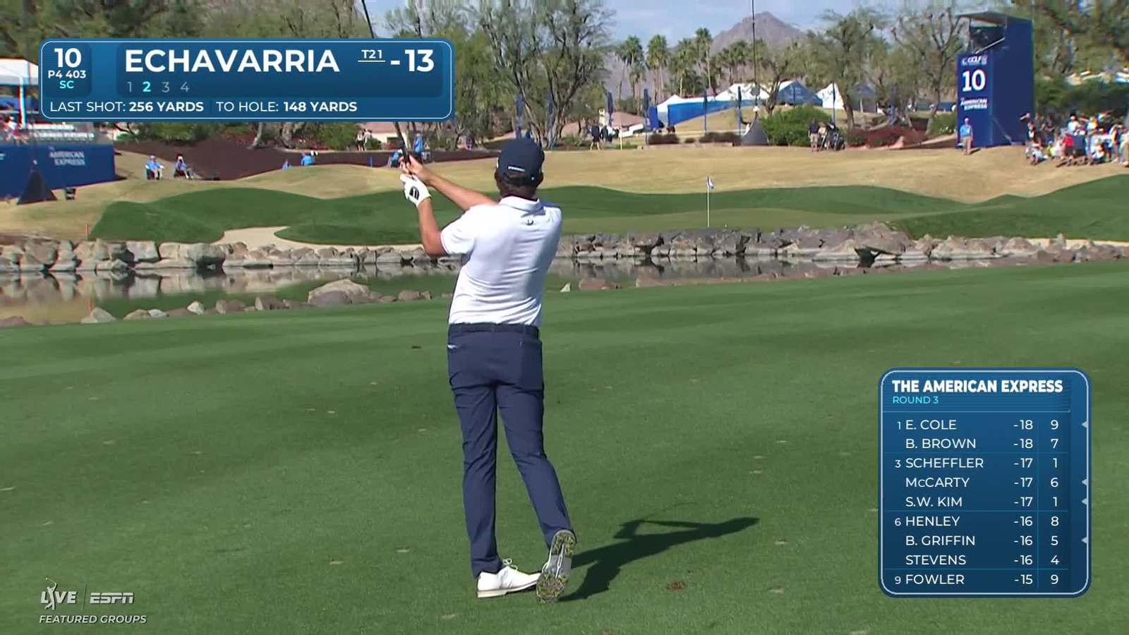 Nico Echavarria | Round 3 | 10th hole | Shot 2 | 2026 The American Express