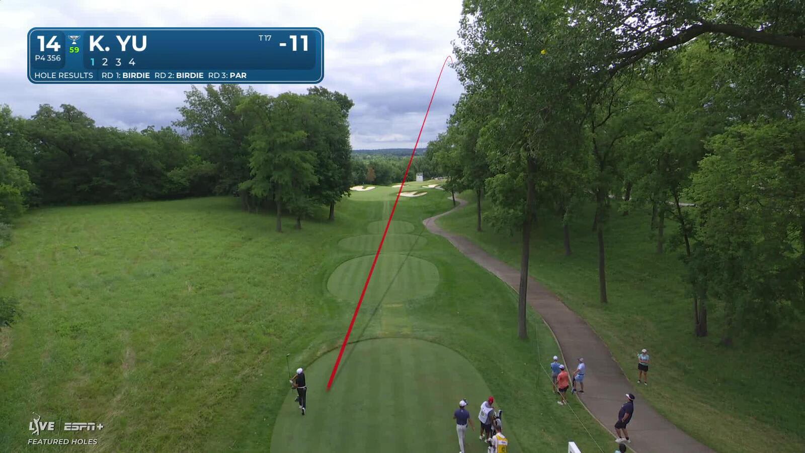 Kevin Yu | Round 4 | 14th hole | Shot 1 | 2025 John Deere