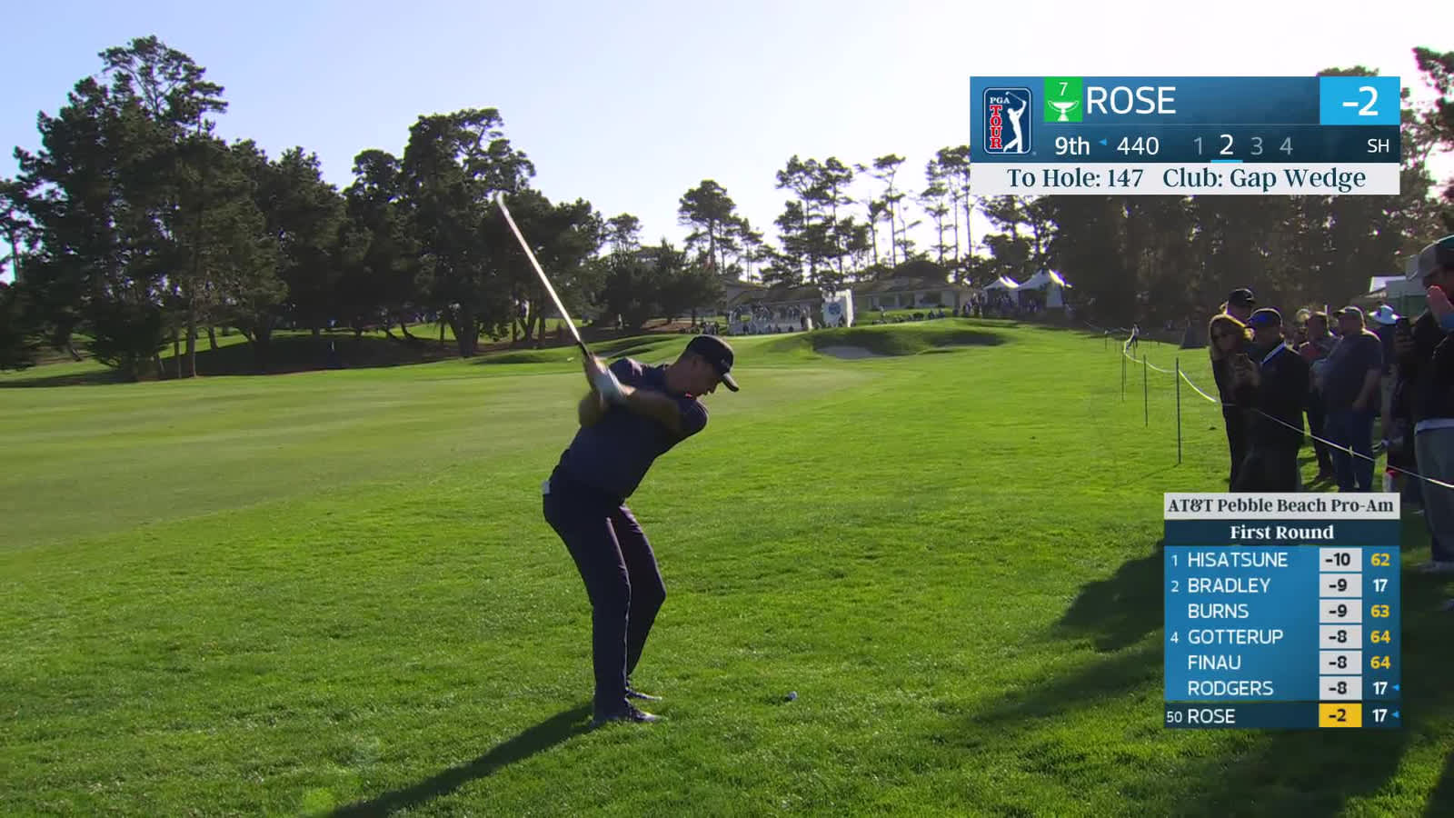 Justin Rose | Round 1 | 9th hole | Shot 2 | 2026 AT&T Pebble Beach