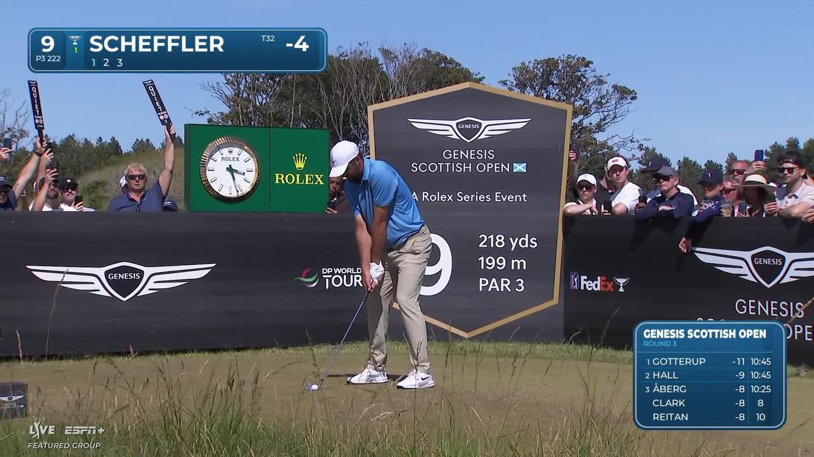 Scottie Scheffler | Round 3 | 9th hole | Shot 1 | 2025 Genesis Scottish Open