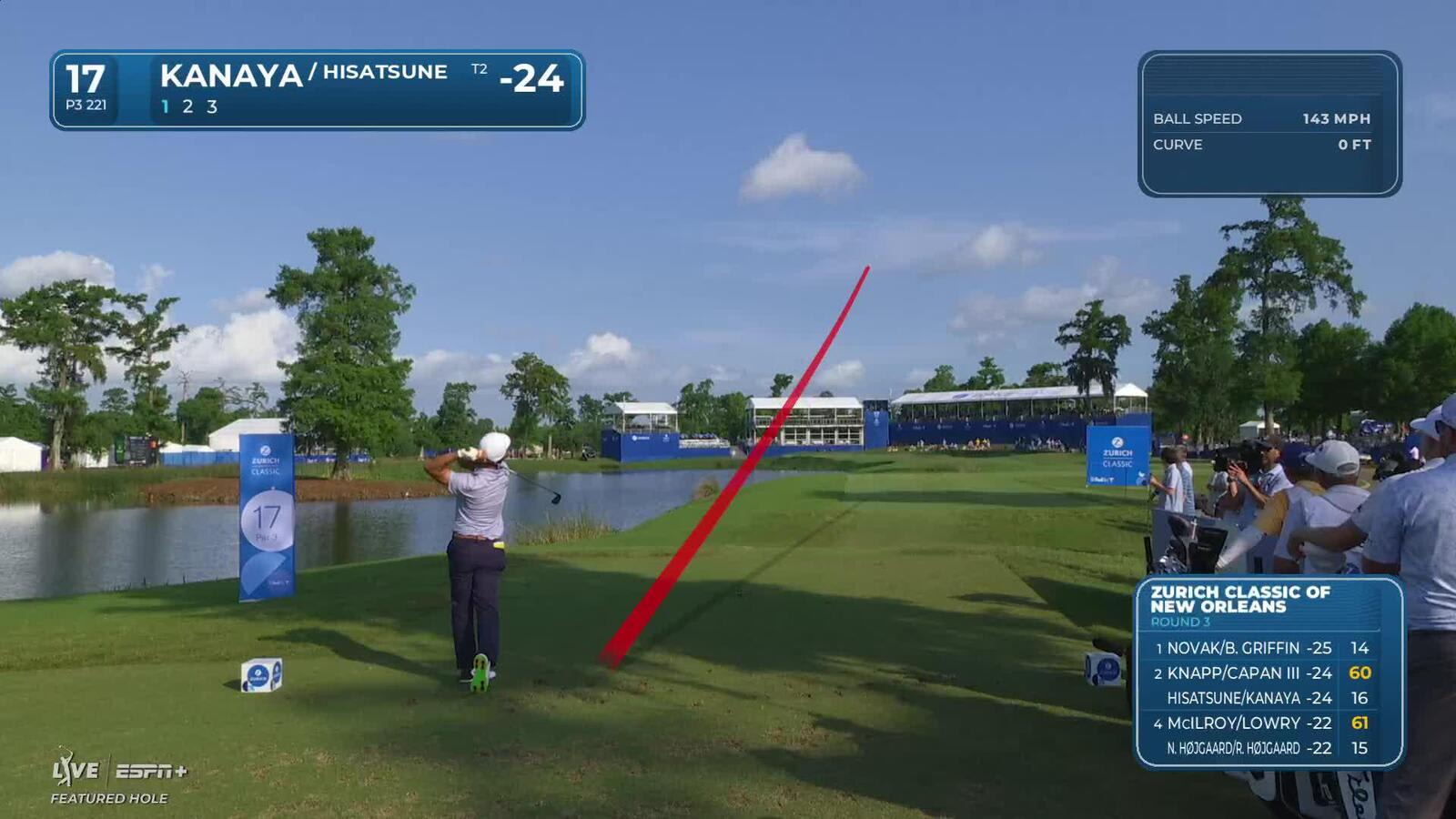 Takumi Kanaya | Round 3 | 17th hole | Shot 1 | 2025 Zurich Classic