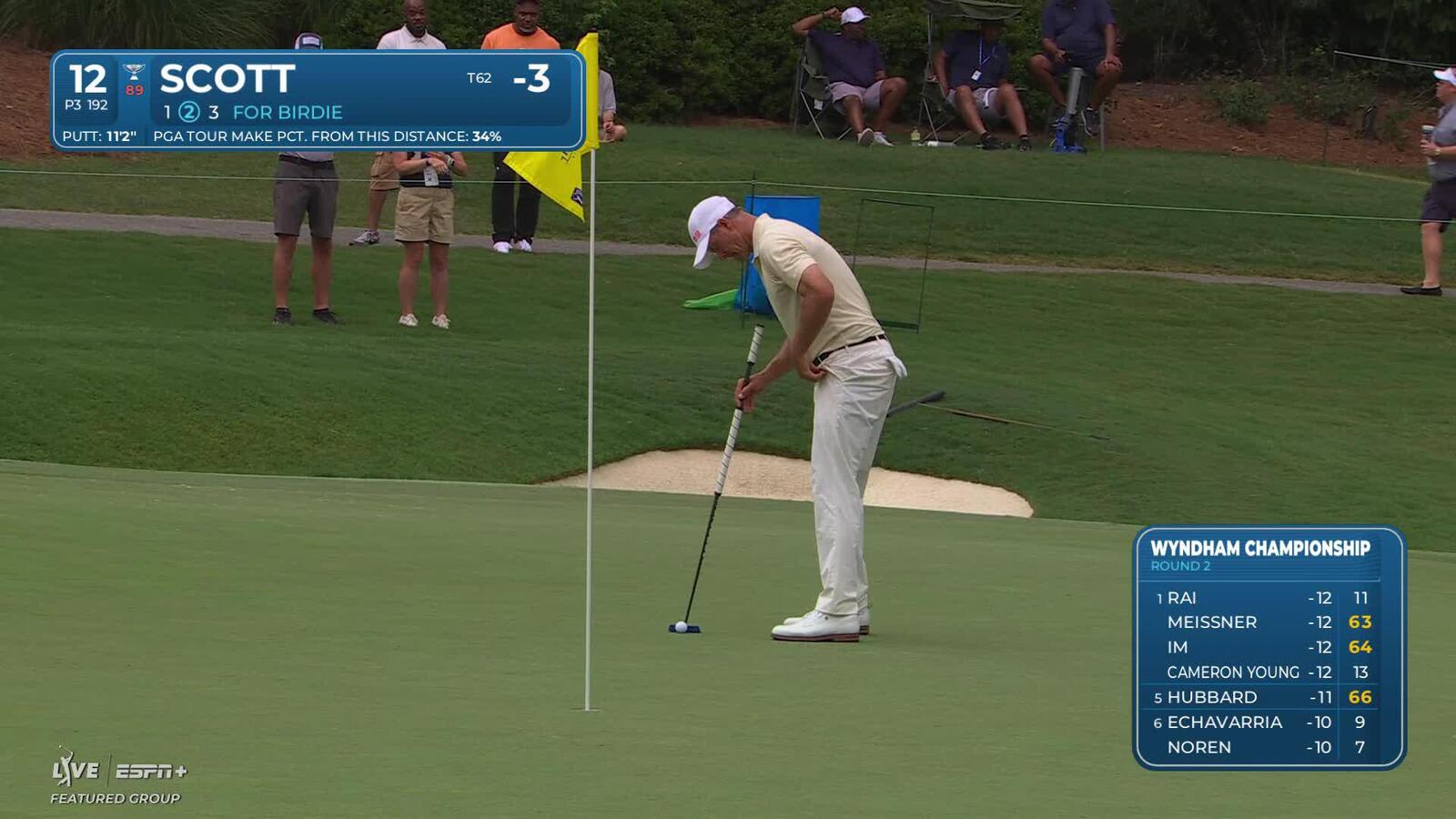Adam Scott | Round 2 | 12th hole | Shot 2 | 2025 Wyndham