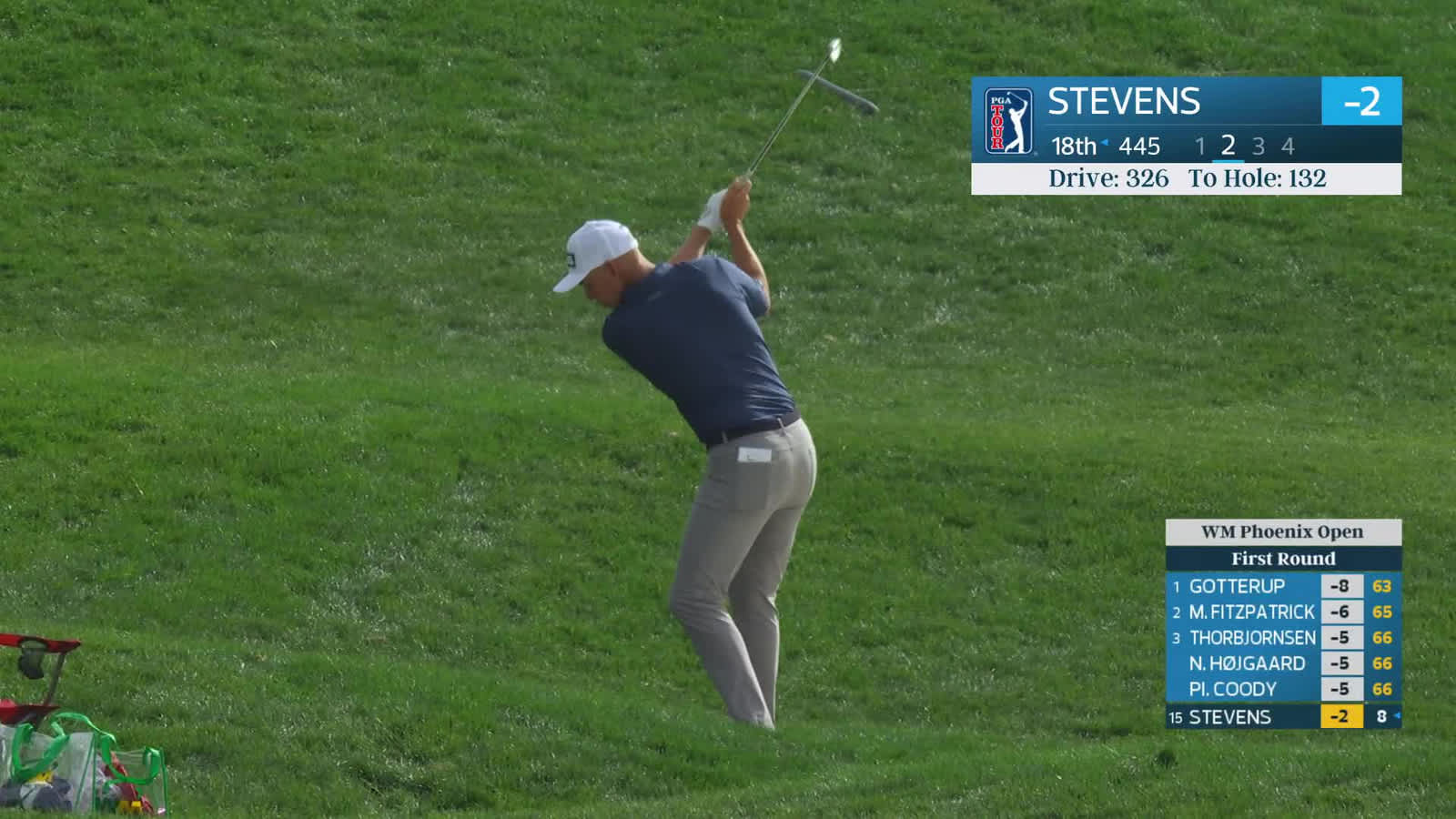 Sam Stevens | Round 1 | 18th hole | Shot 2 | 2026 WM Phoenix Open