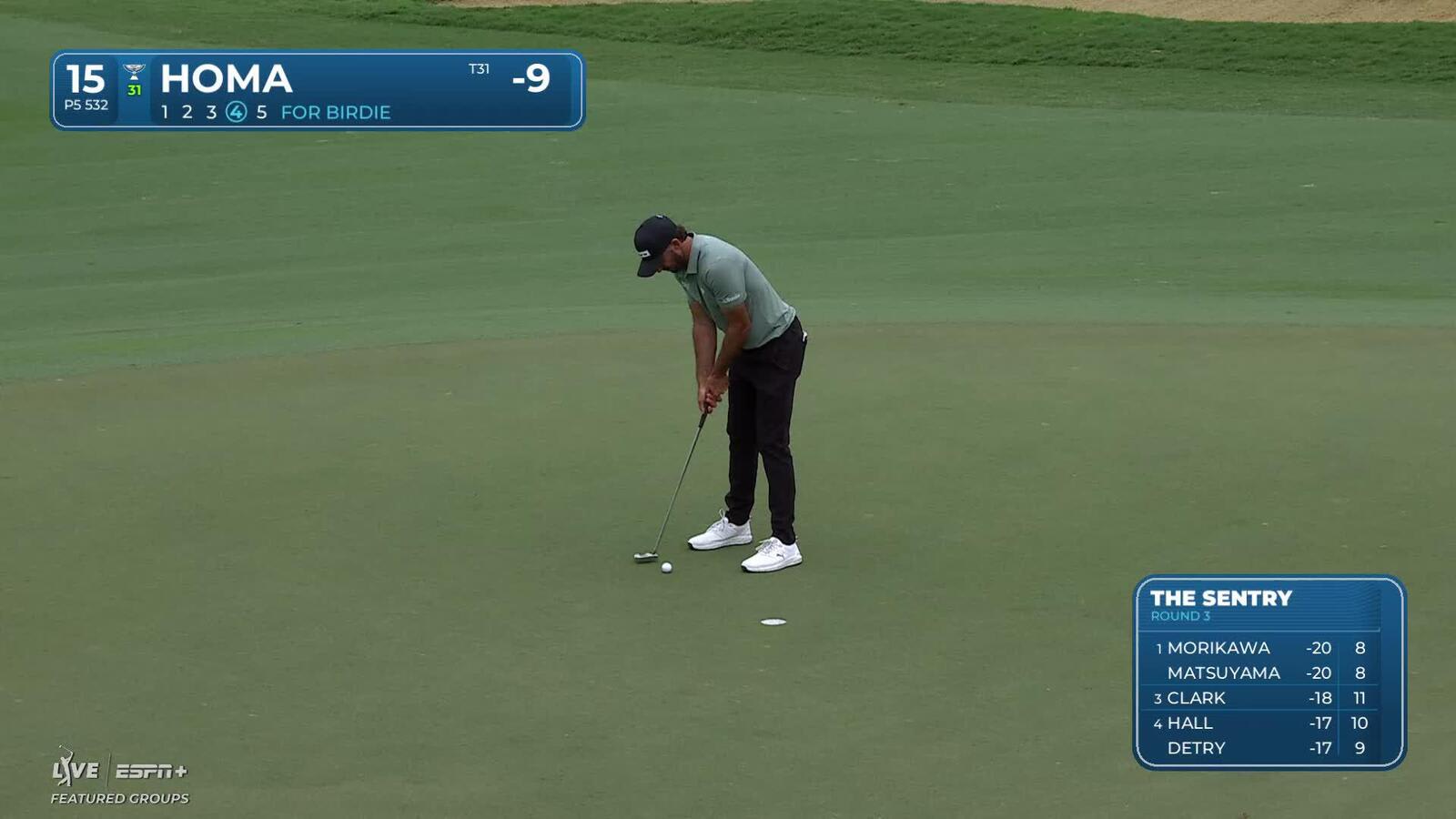 Max Homa | Round 3 | 15th hole | Shot 4 | 2025 The Sentry