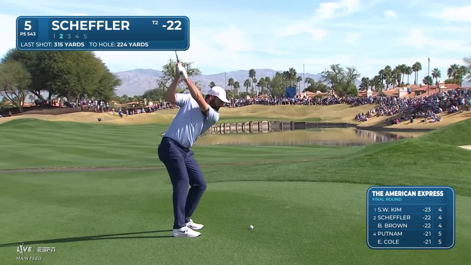 Scottie Scheffler | Round 4 | 5th hole | Shot 2 | 2026 The American Express