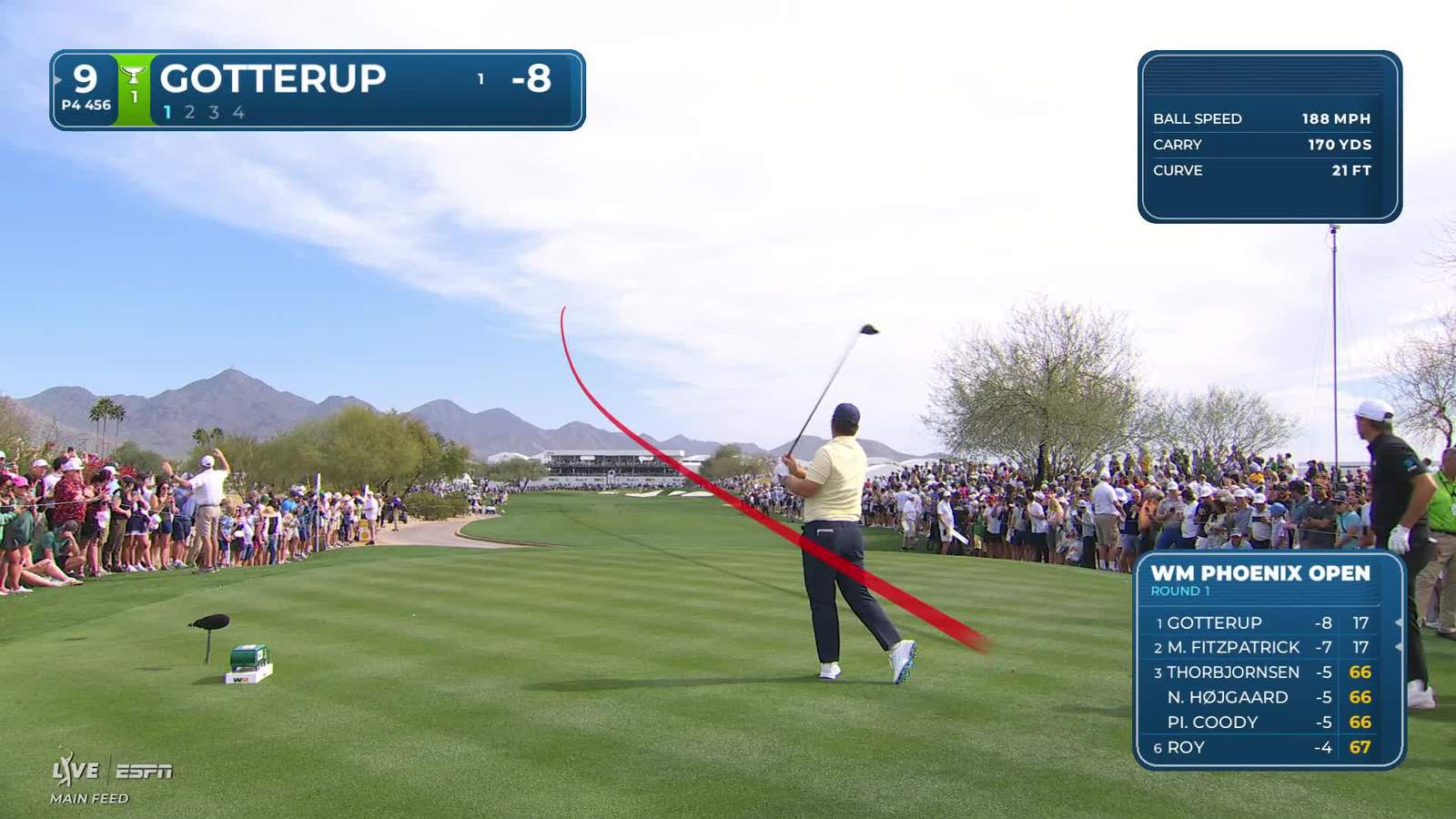 Chris Gotterup | Round 1 | 9th hole | Shot 1 | 2026 WM Phoenix Open