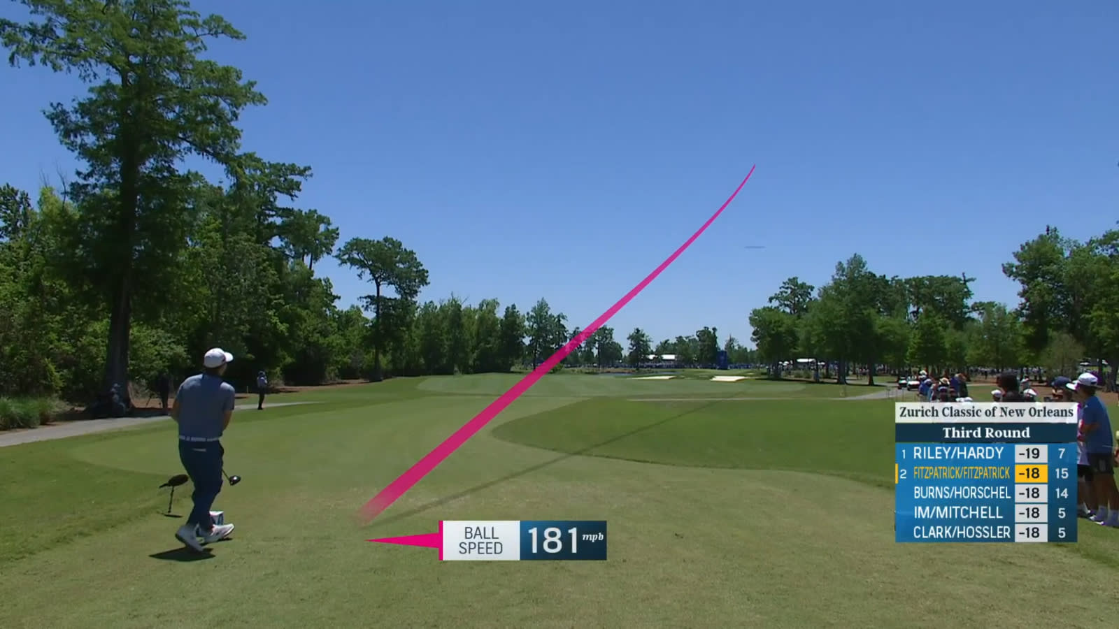 Matt Fitzpatrick drives the green to set up birdie at Zurich Classic