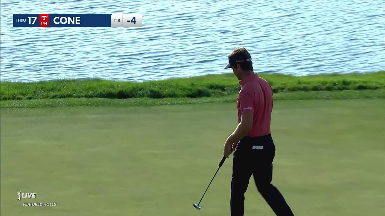 Trevor Cone sends a 33-foot birdie putt to the bottom of the cup at 3M Open
