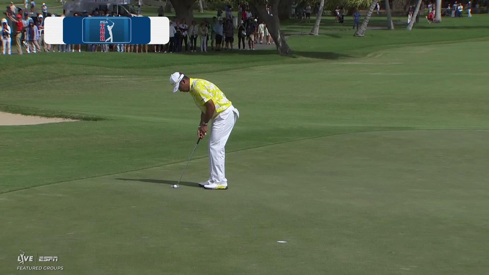 Hideki Matsuyama sinks 16-foot birdie putt on No. 3 at Sony Open