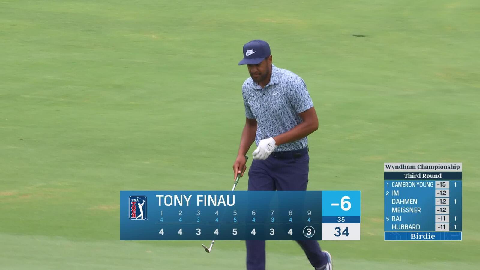 Tony Finau chips in for birdie at Wyndham