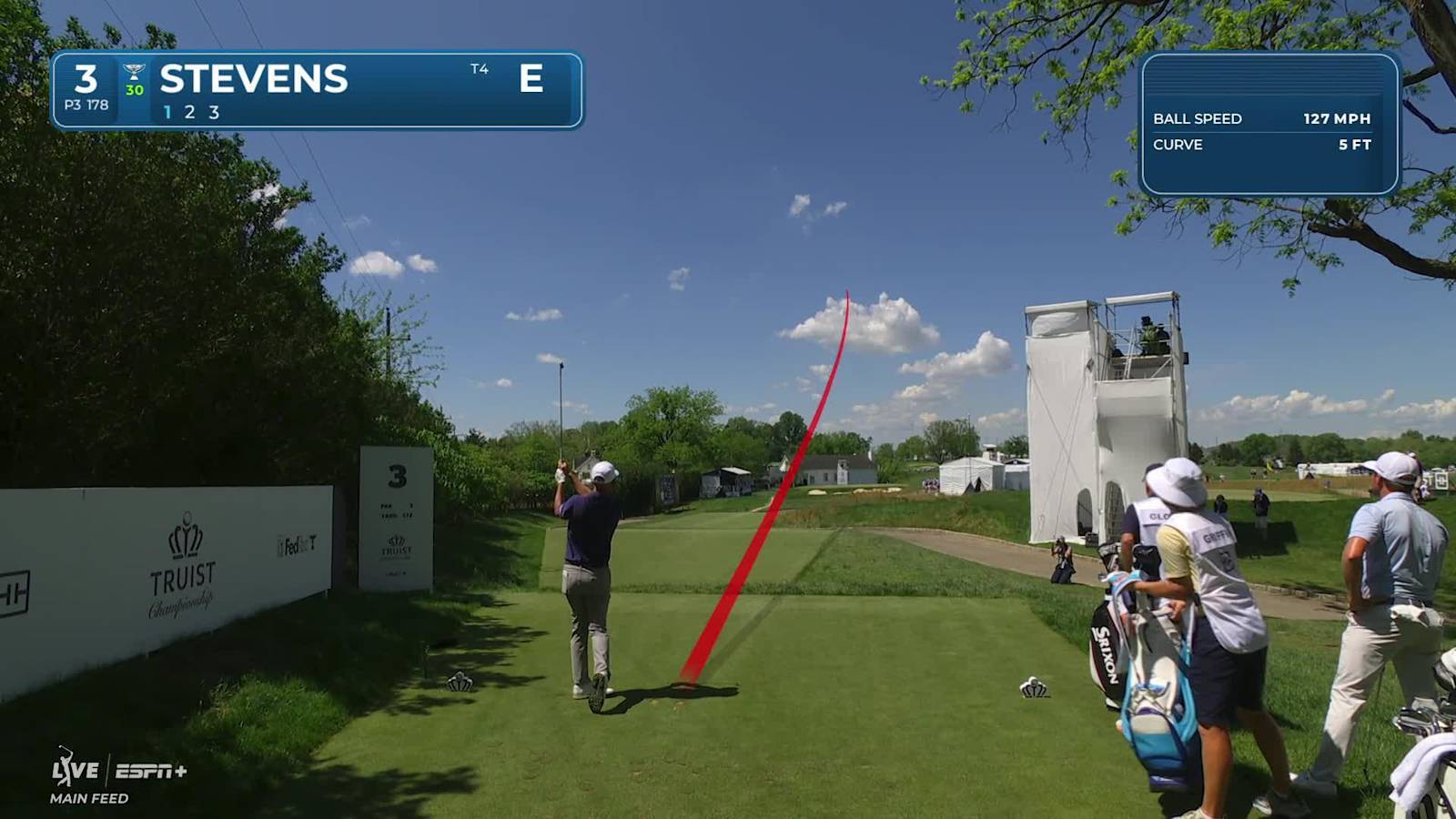 Sam Stevens makes birdie on No. 3 at Truist Championship
