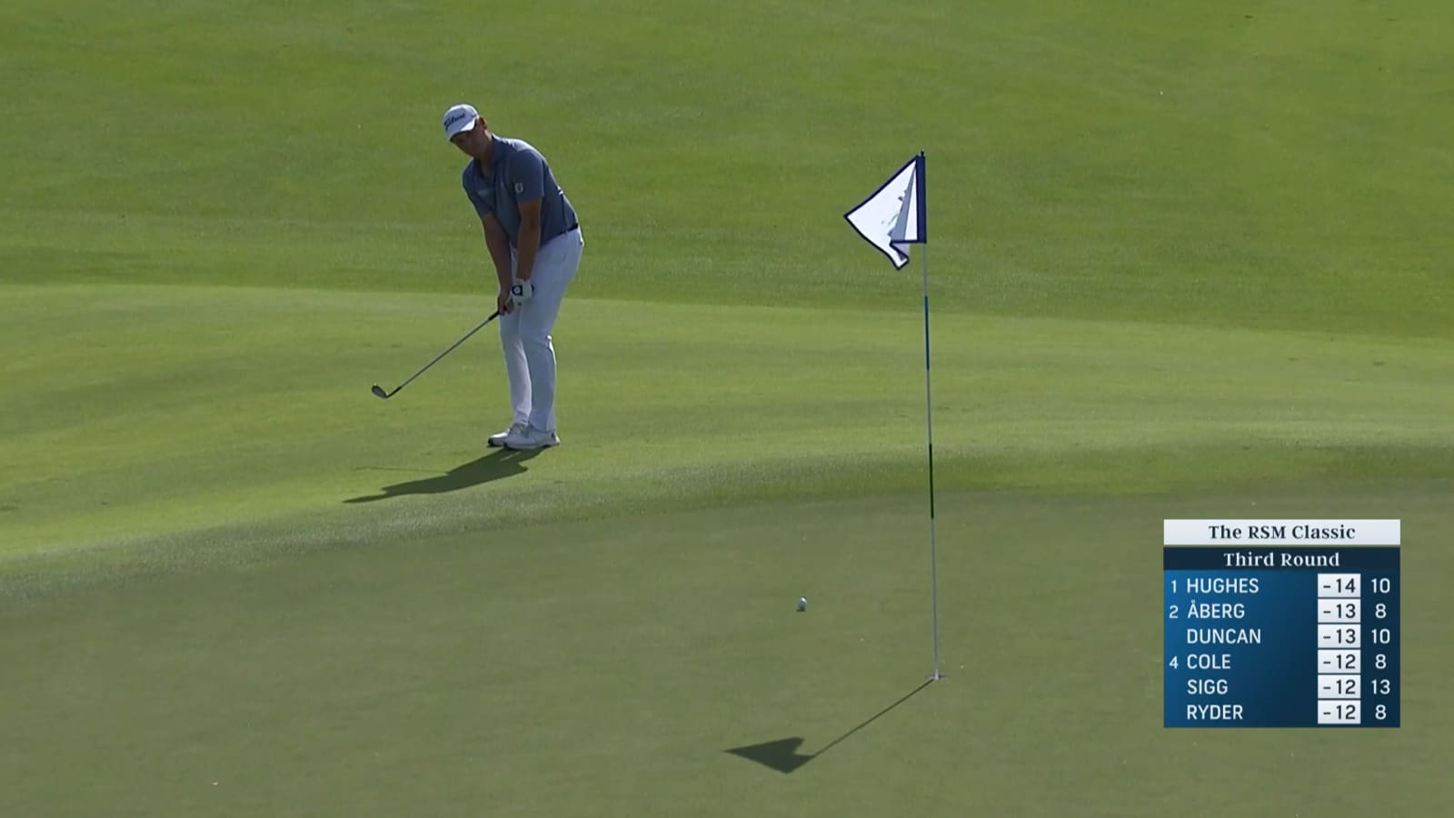 Vince Whaley chips in for birdie at The RSM Classic