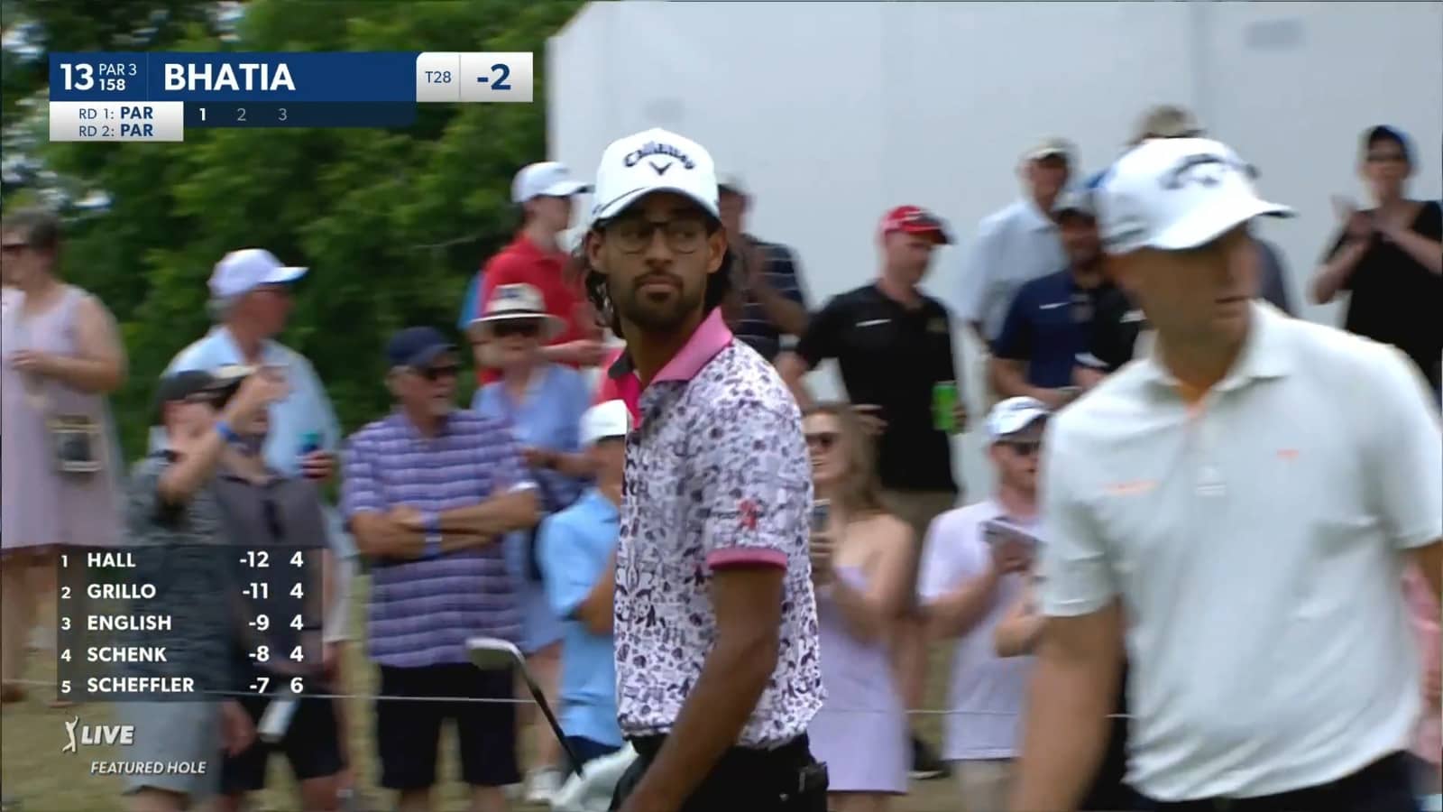 Akshay Bhatia's tee shot to 5-feet at Charles Schwab