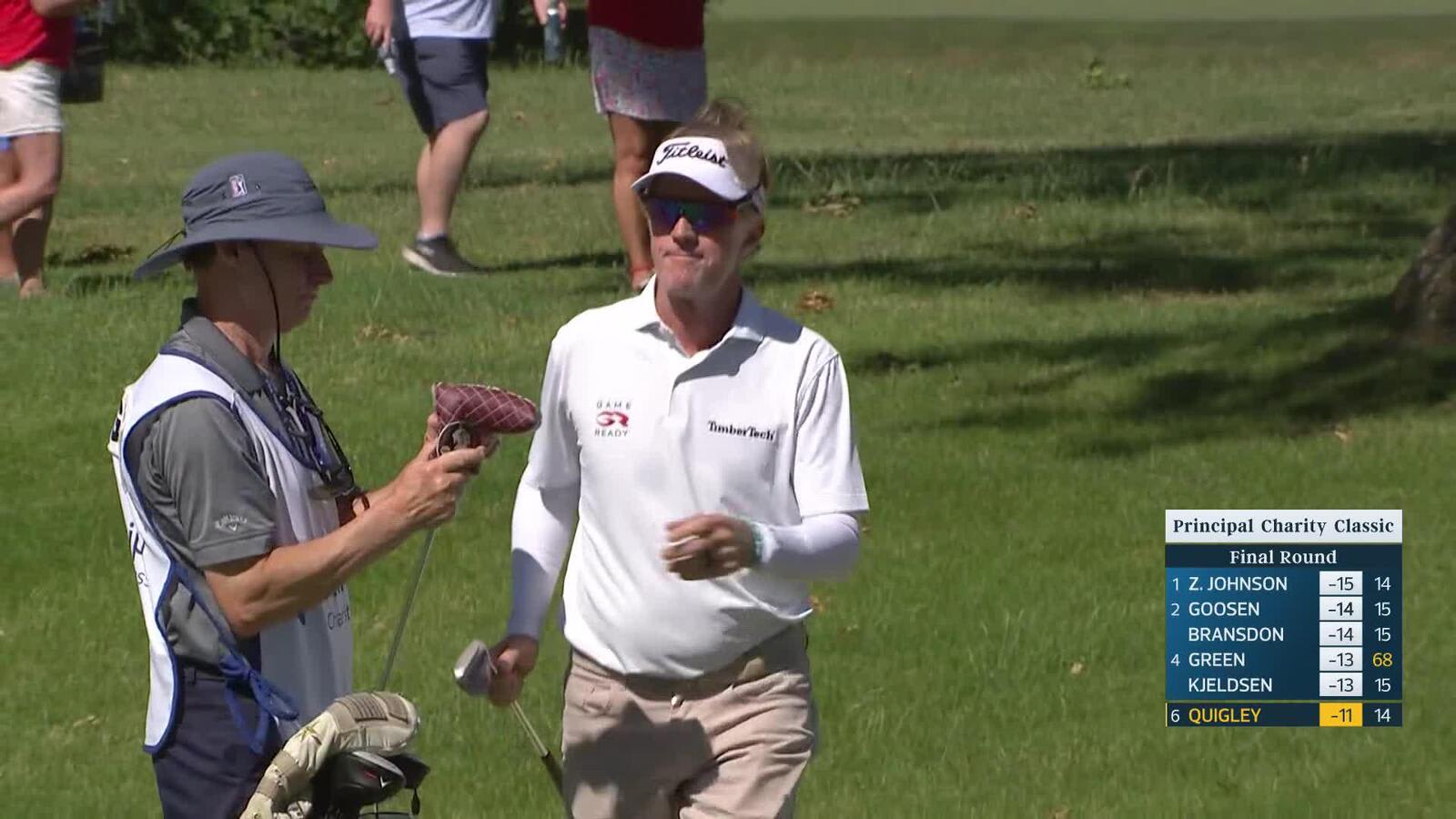 Brett Quigley makes birdie on No. 15 at Principal Charity Classic