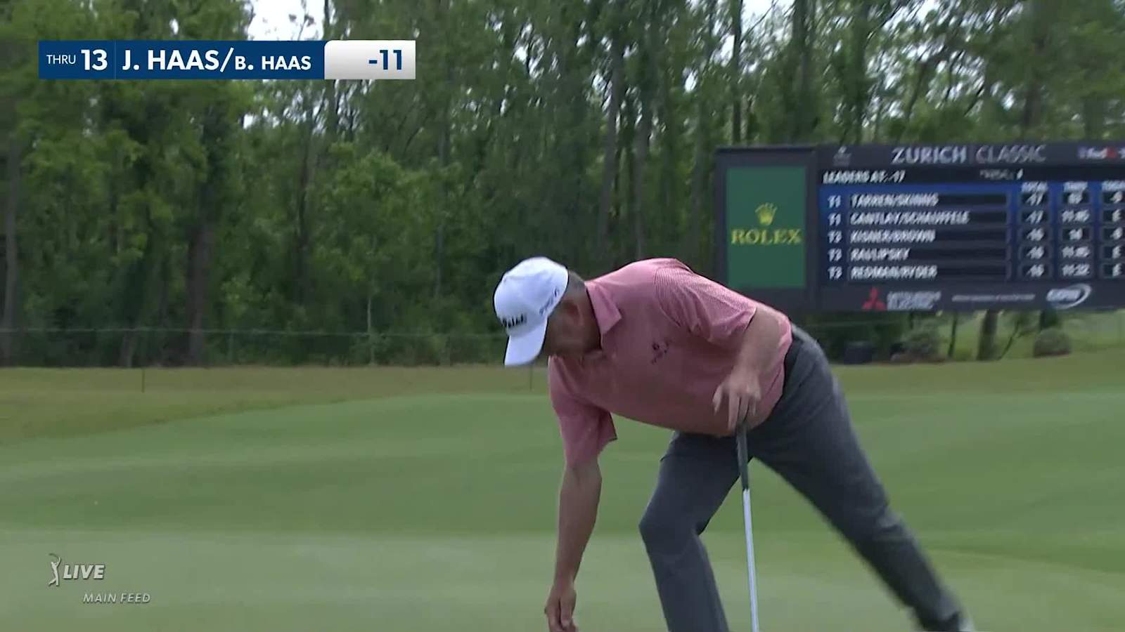 Jay Haas hits wedge close and birdies at Zurich Classic
