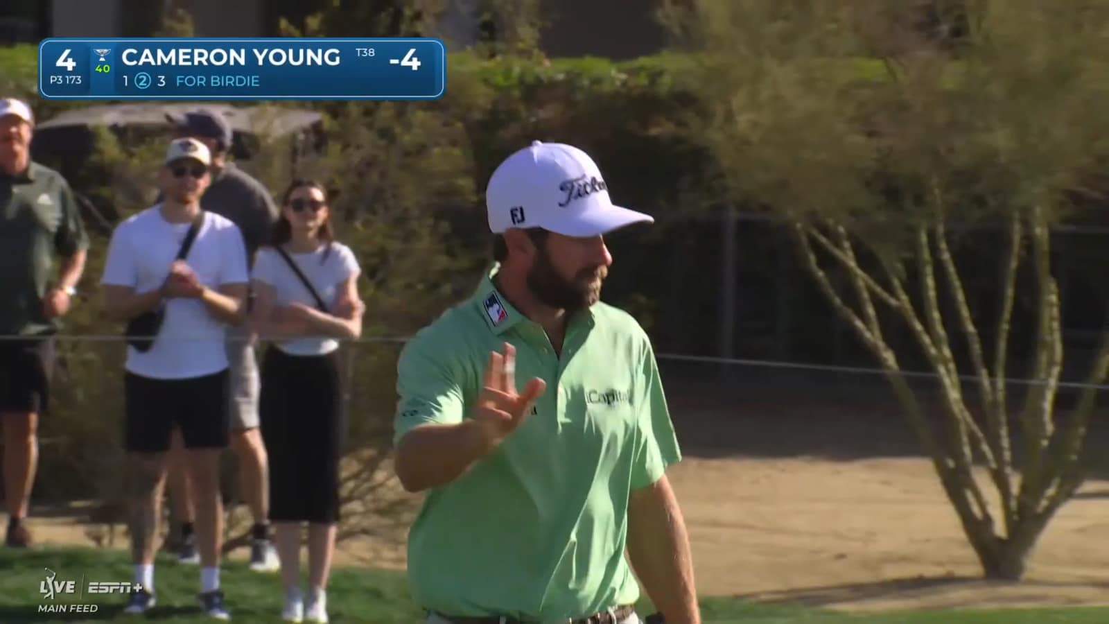 Cameron Young rolls in 29-footer for birdie at WM Phoenix Open