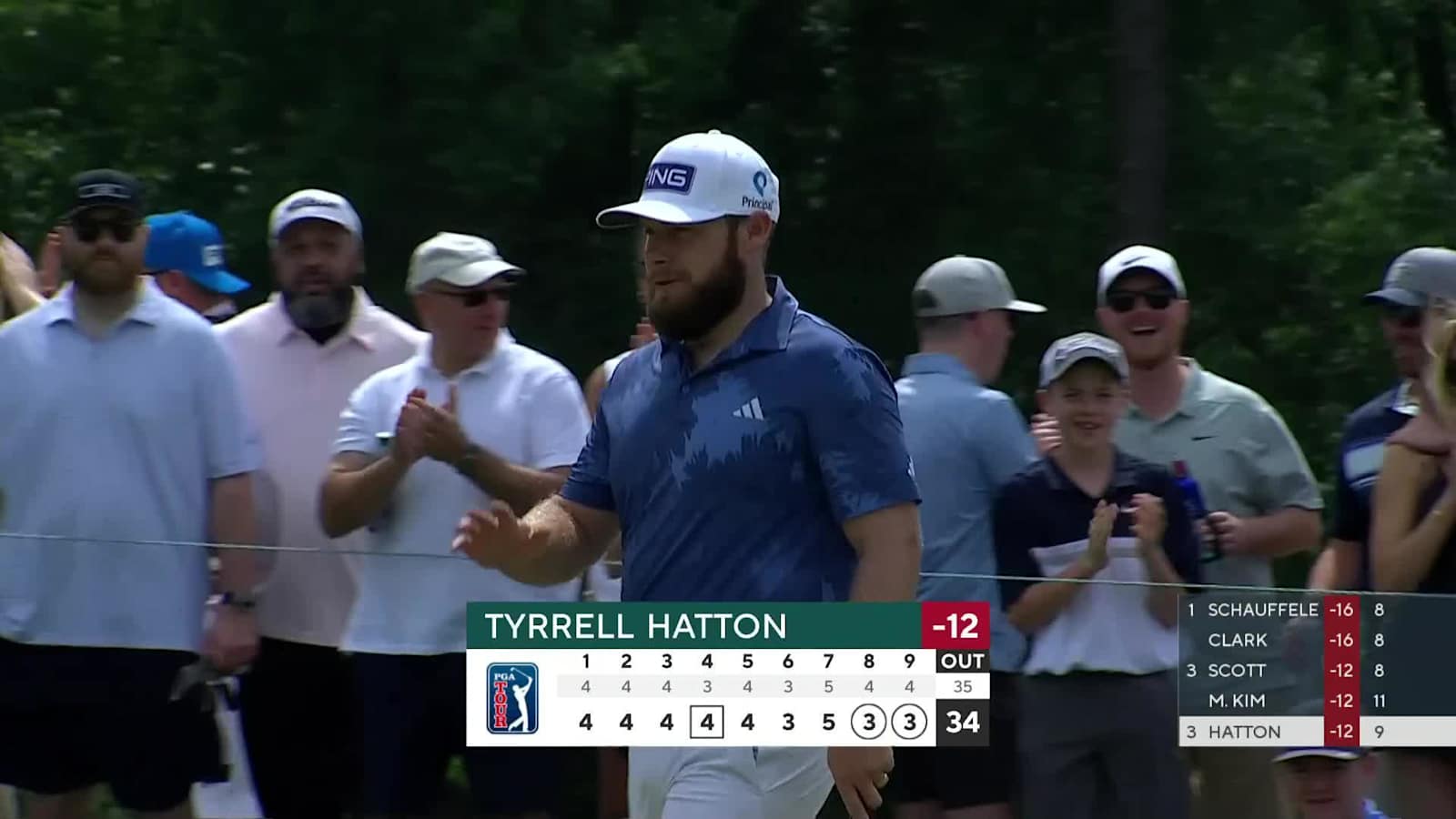 Tyrrell Hatton sends in birdie putt from the fringe at Wells Fargo
