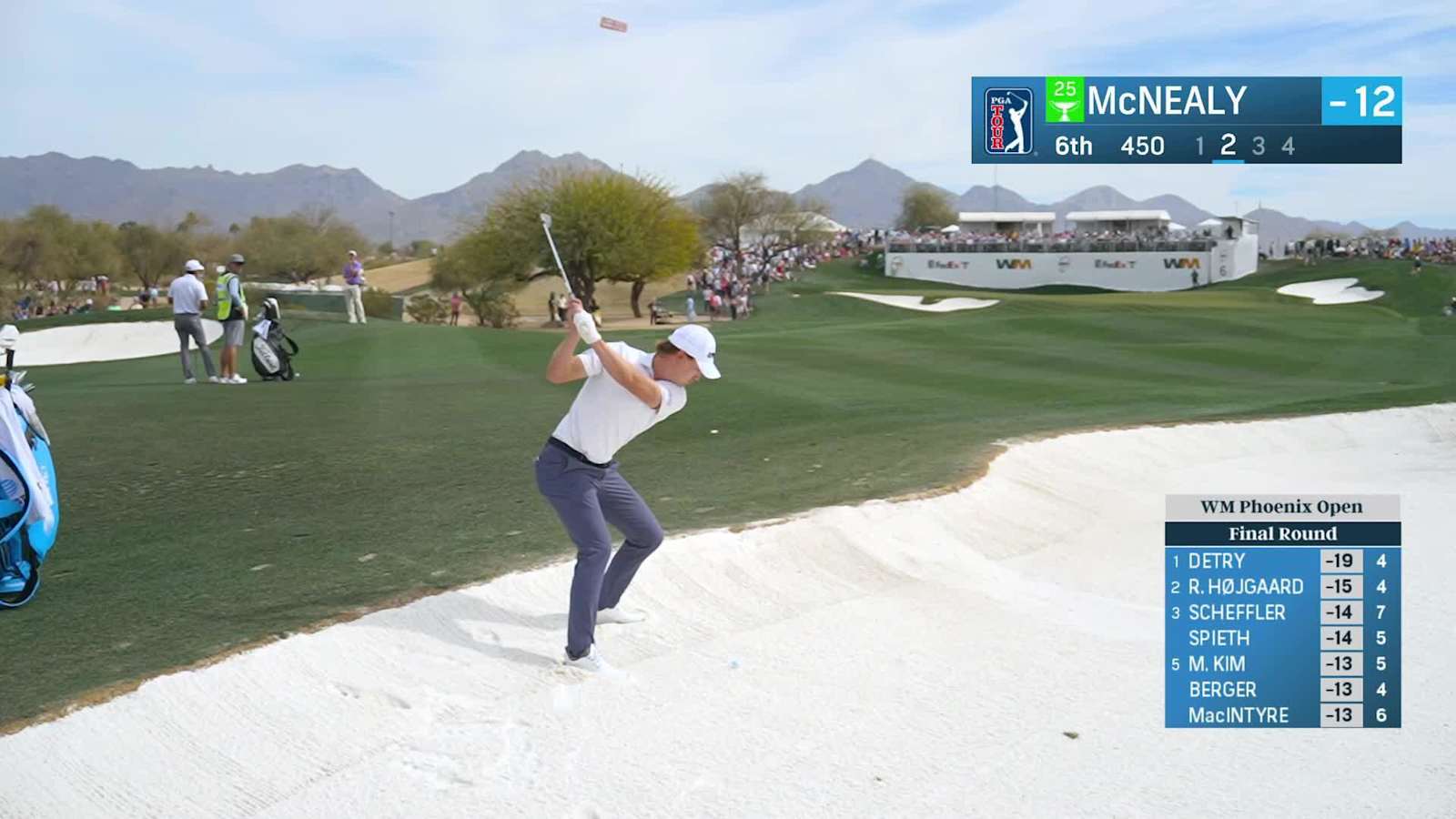 Maverick McNealy's second from fairway bunker yields birdie at WM Phoenix Open