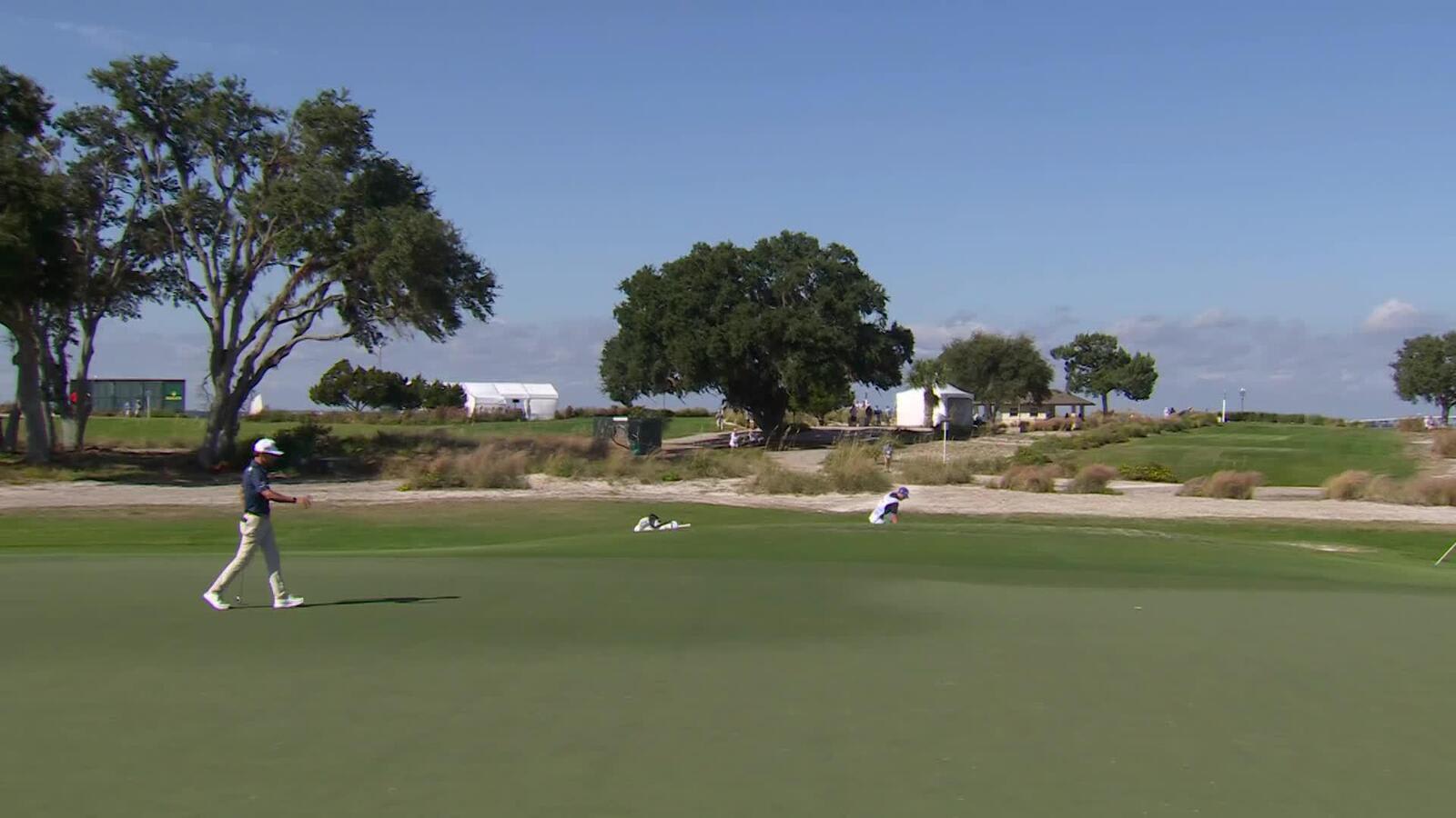 Eric Cole drains long putt for birdie on No. 6 at The RSM Classic