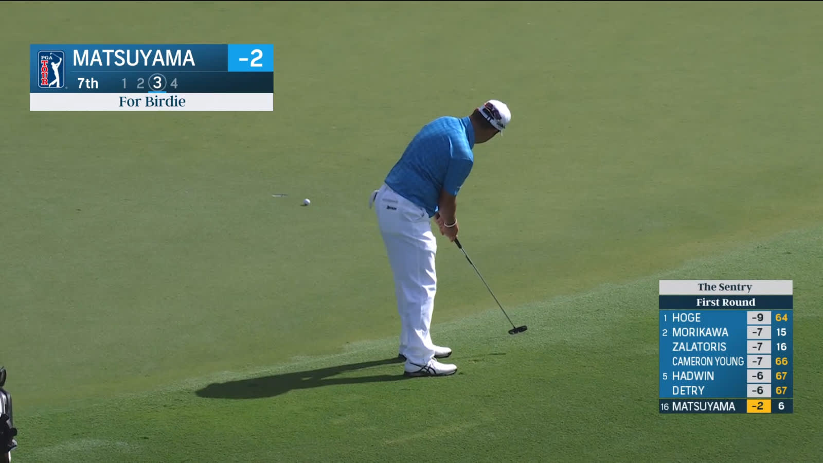 Hideki Matsuyama drips in 22-foot birdie putt from the fringe at The Sentry