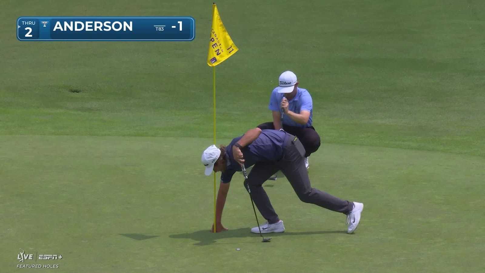 Matthew Anderson holes out for birdie from 18-feet on No. 11 at RBC ...
