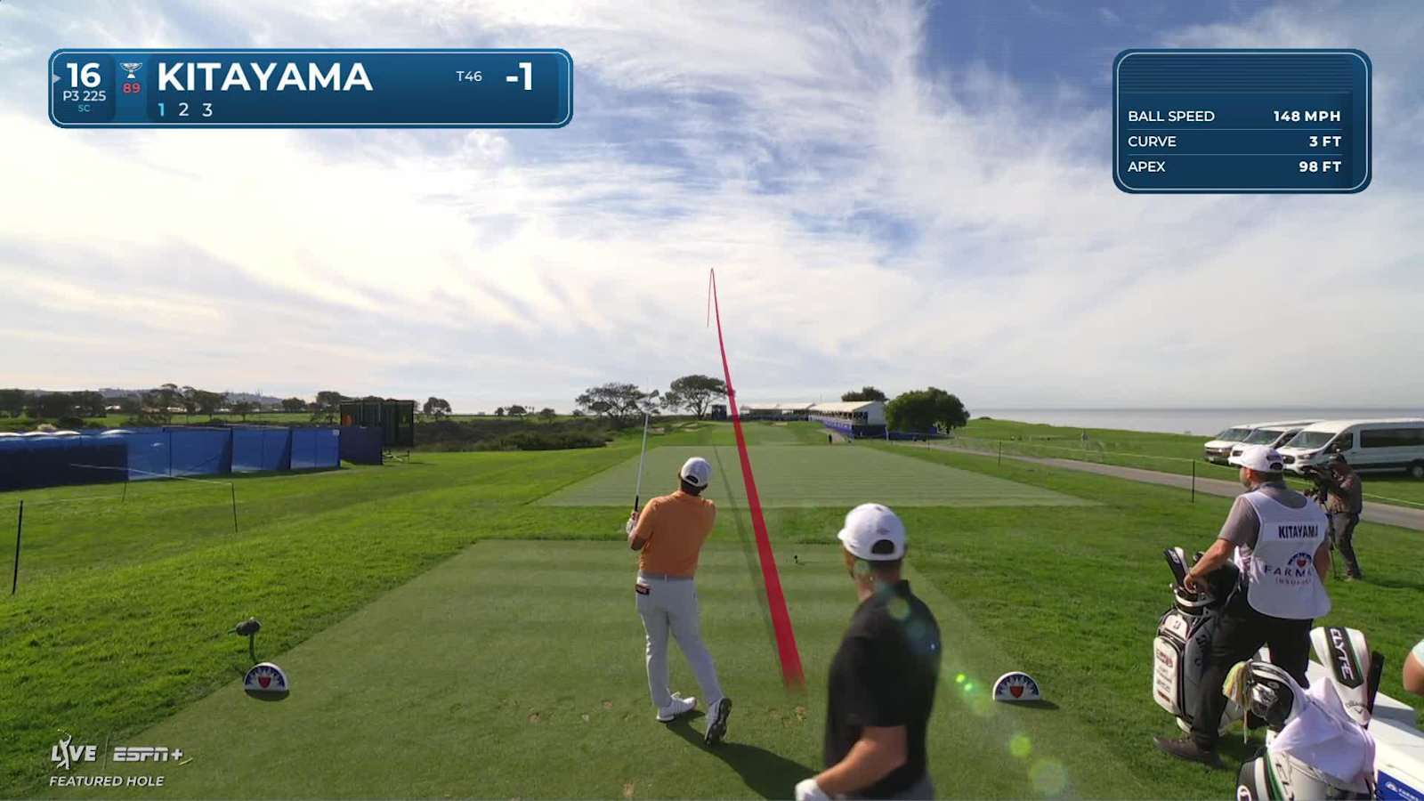 Kurt Kitayama drains a 26-foot birdie putt at Farmers