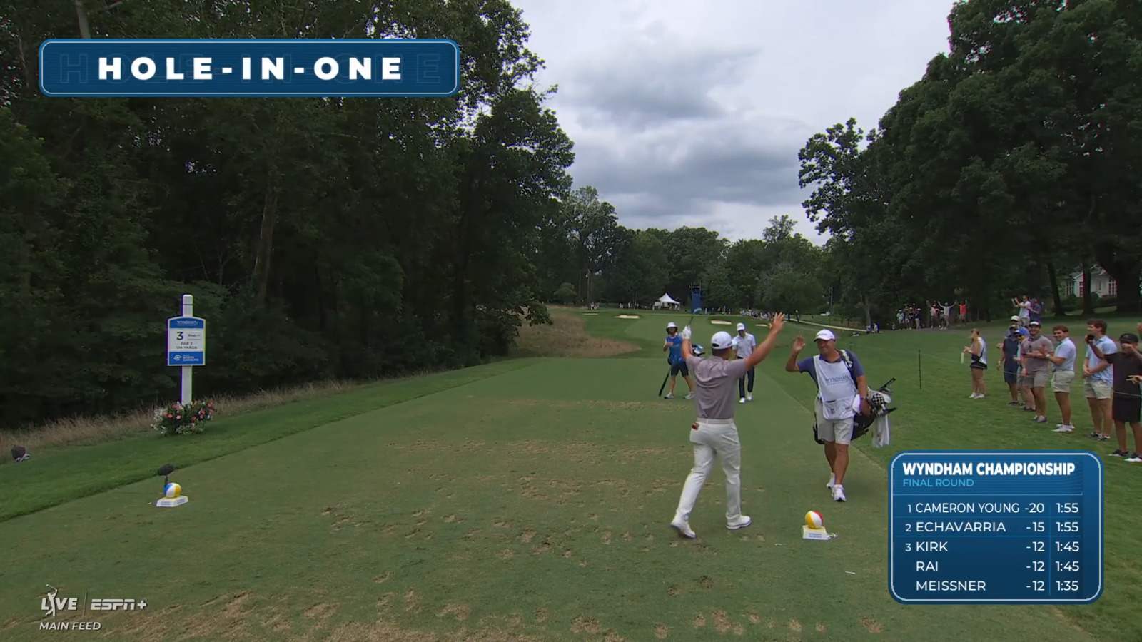 Karl Vilips launches laser at flag for 179-yard ace Sunday at Wyndham