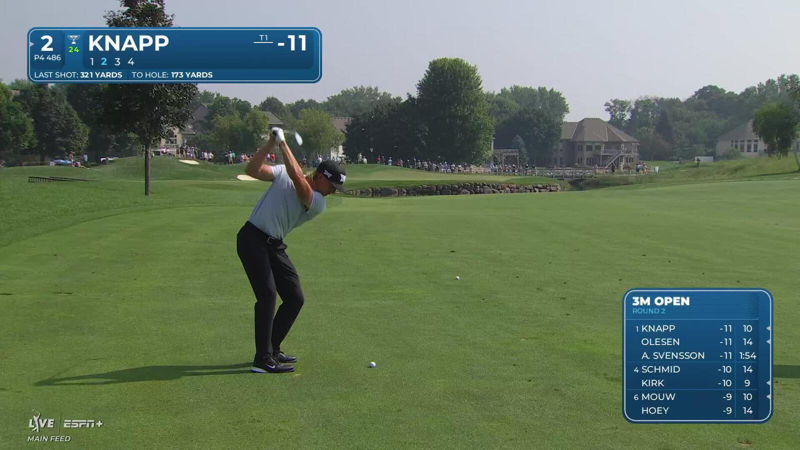 Jake Knapp sinks a 23-foot birdie putt on No. 2 at 3M Open