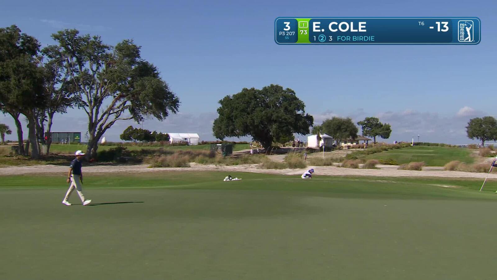 Eric Cole hits 19-foot fairway shot for birdie on No. 3 at The RSM Classic