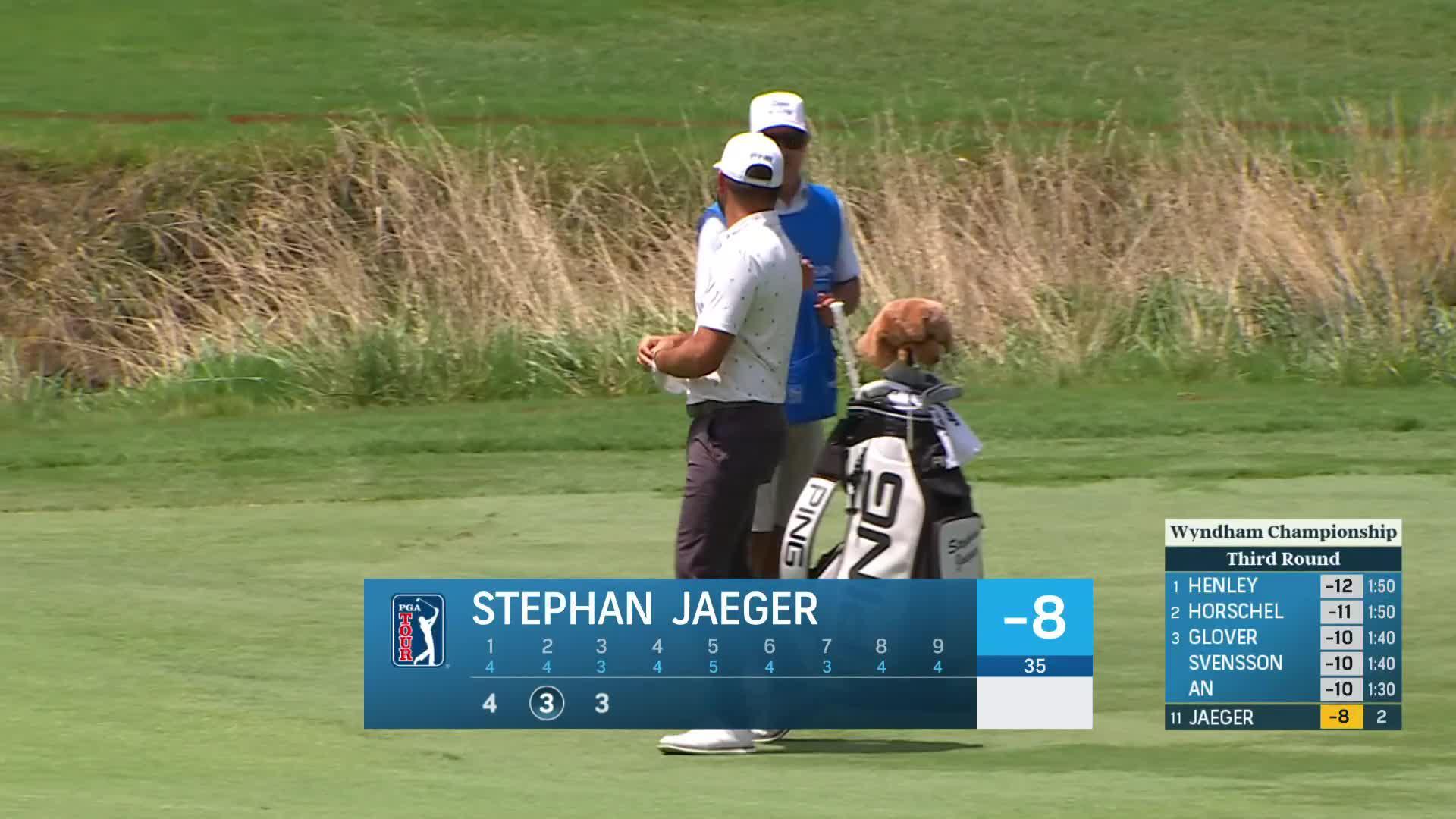 Stephan Jaeger holes out for birdie at Wyndham