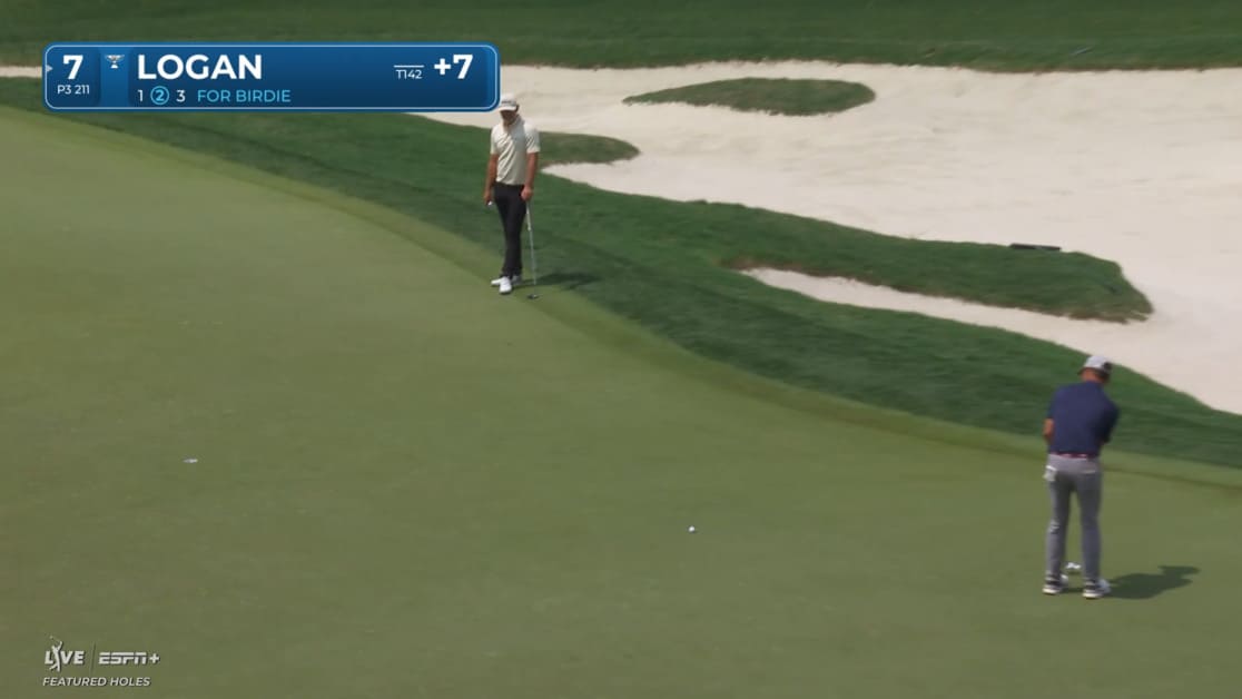Hunter Logan pours in 24-foot breaking birdie putt at Valero
