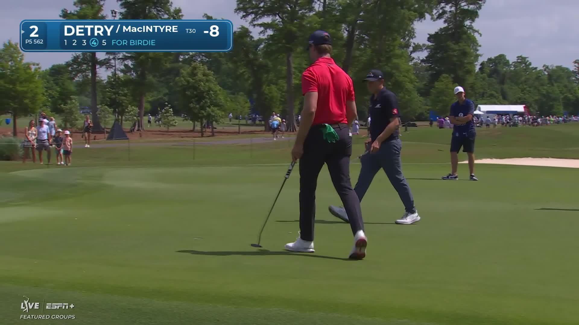 Team Robert MacIntyre/Thomas Detry makes birdie on No. 2 at Zurich Classic