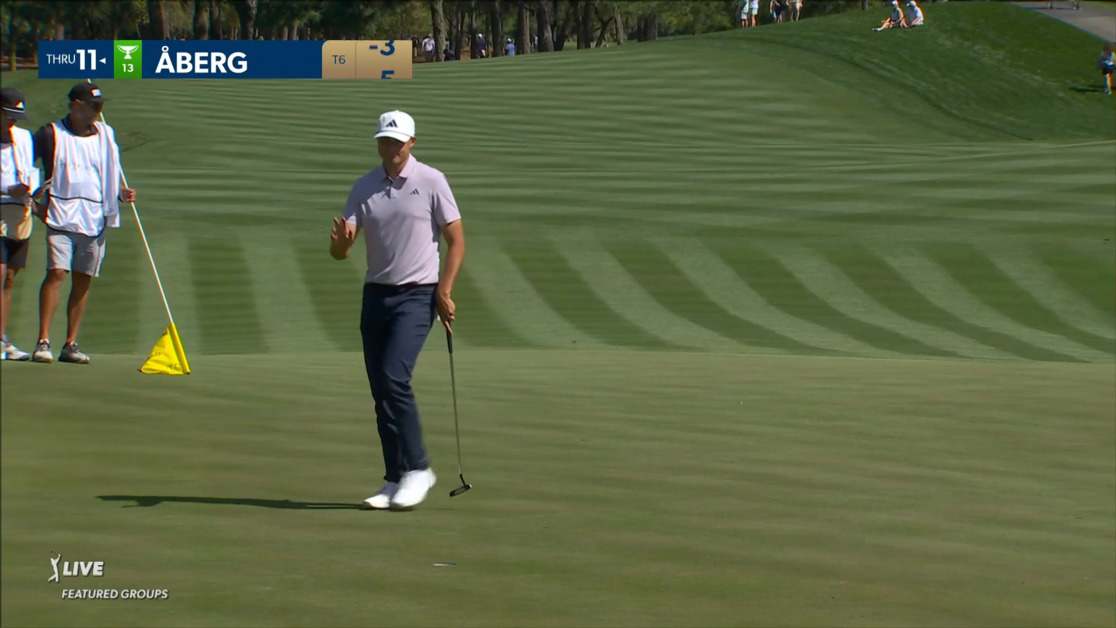 Ludvig Åberg reaches green in two leading to eagle at THE PLAYERS