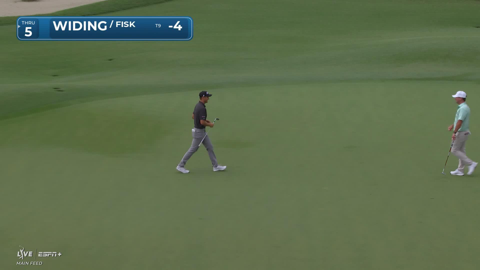 Tim Widing chips in from fringe from 71 feet for birdie at Zurich Classic