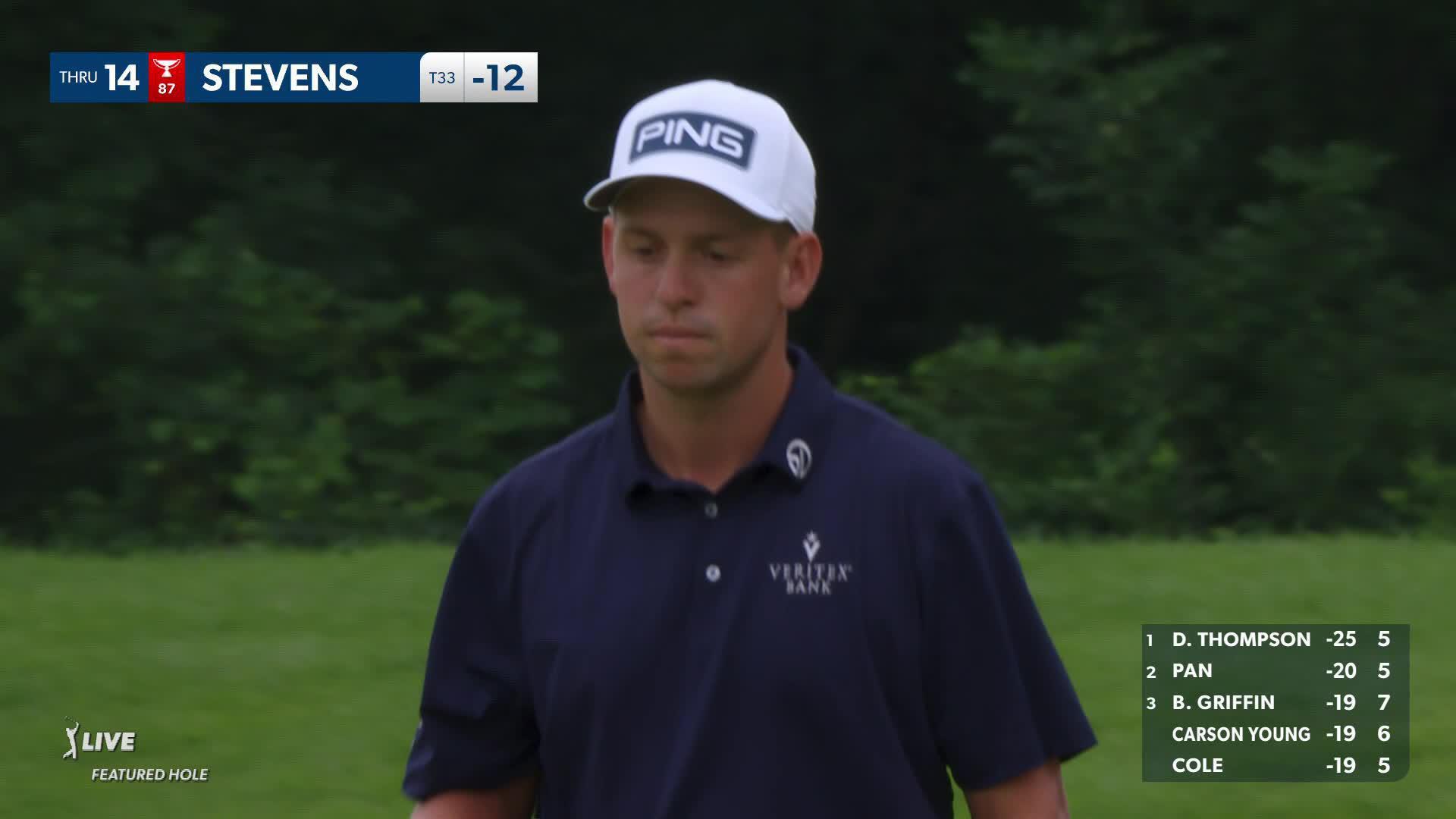 Sam Stevens makes birdie on No. 14 at John Deere
